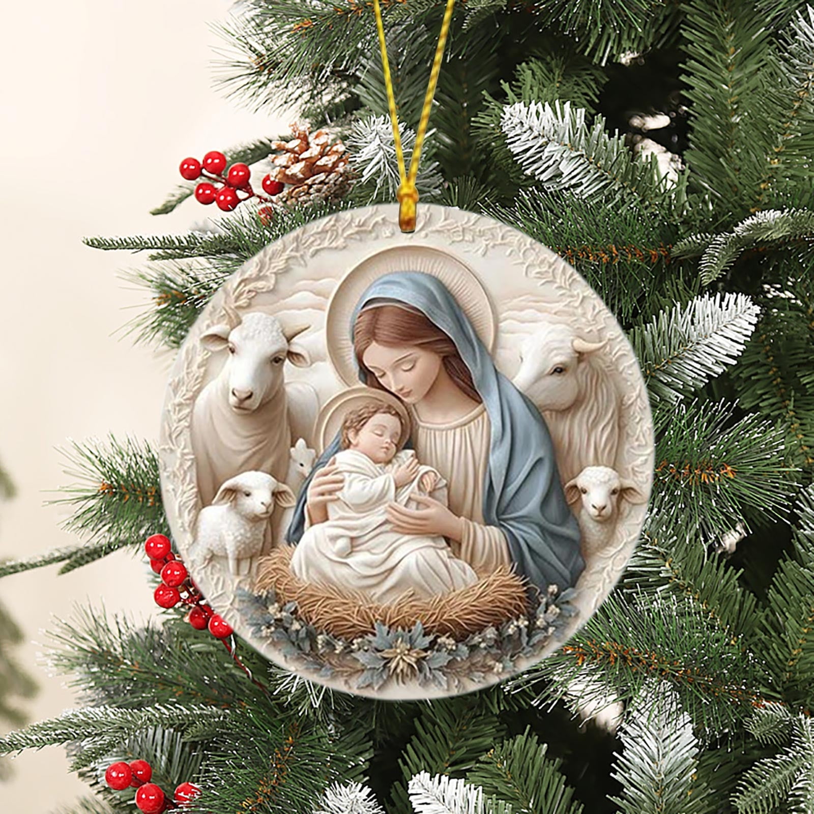 Nativity Scene Ornaments Religious Christmas ,Nativity Ornaments,Wooden ...