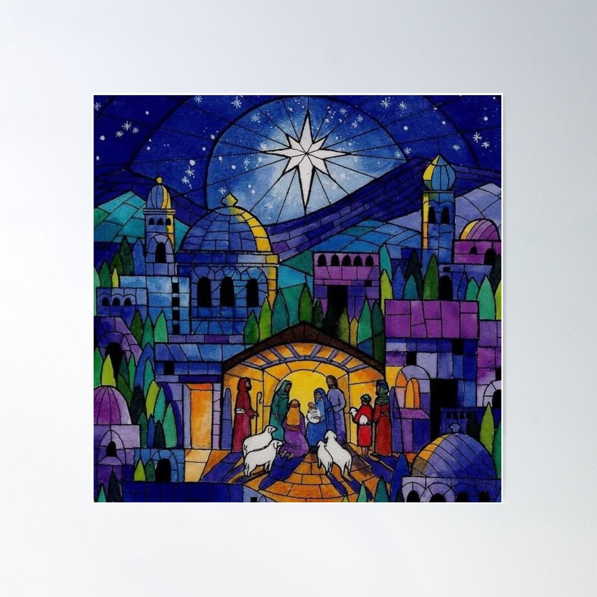 Nativity Scene Poster Wall Art, Modern Wall Decor For Living Room ...