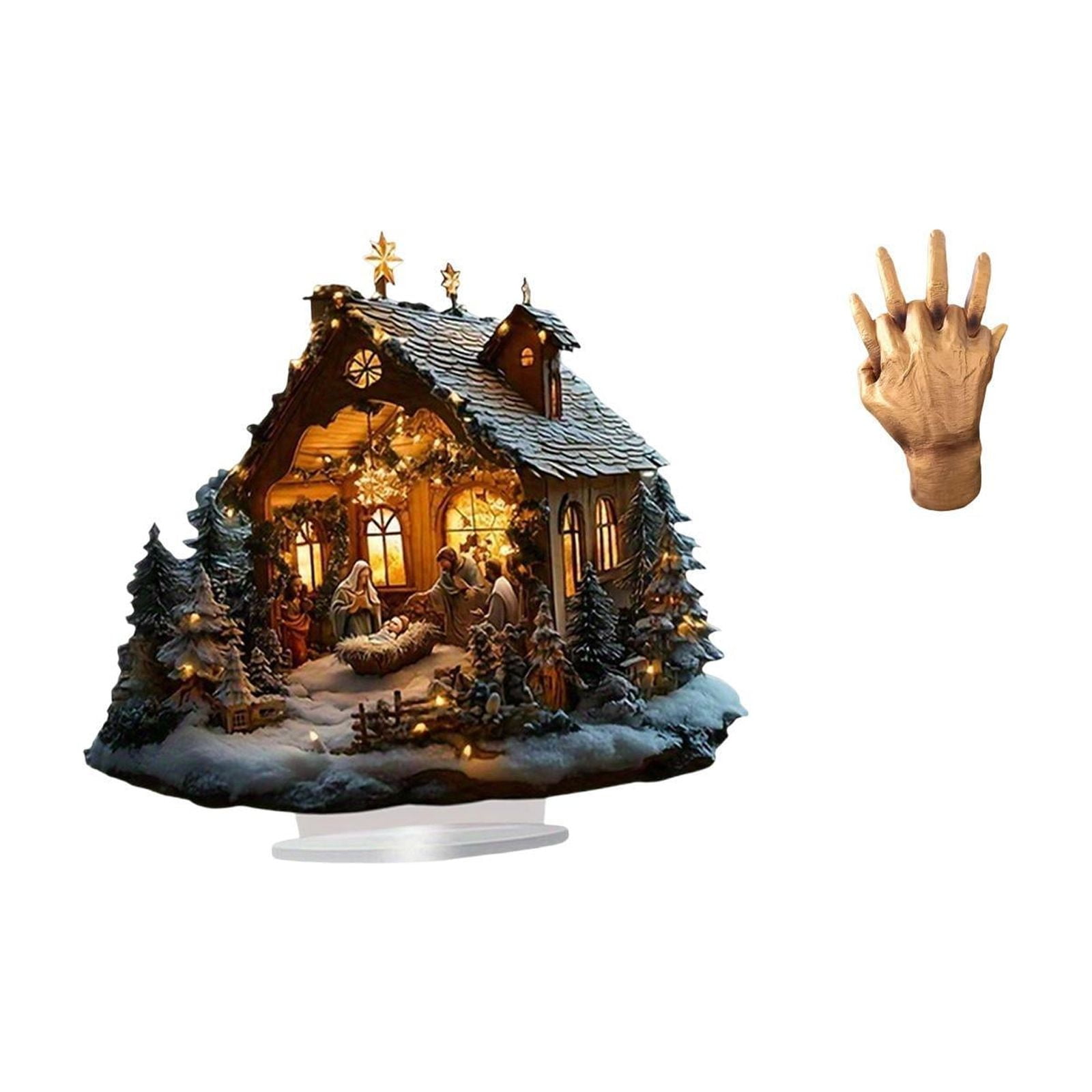Nativity Scene Sculpture Acrylic Ornament Hand Sculpture Clear Material ...
