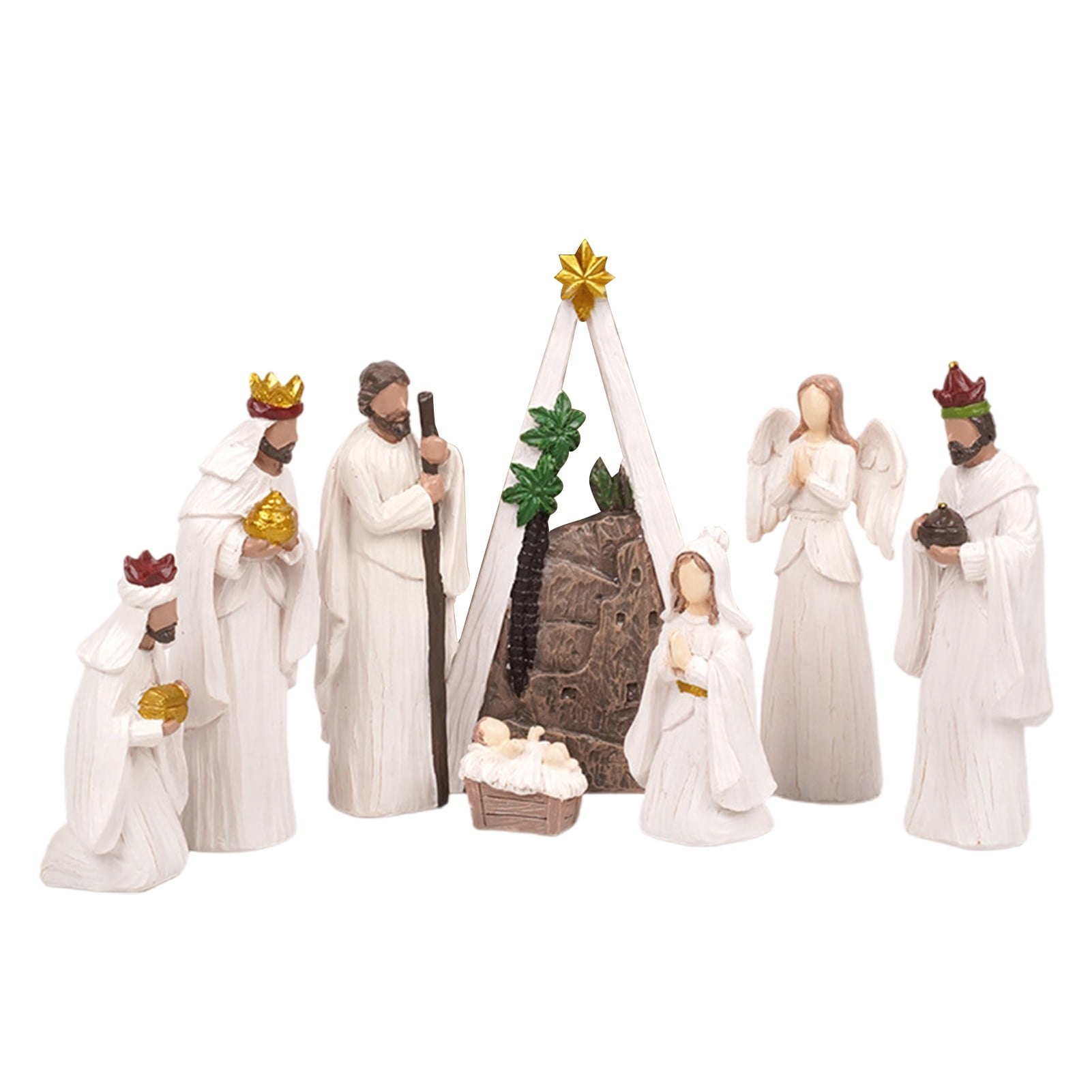 Nativity Scene Set Resin Christmas Jesus Birth Statue Tabletop ...