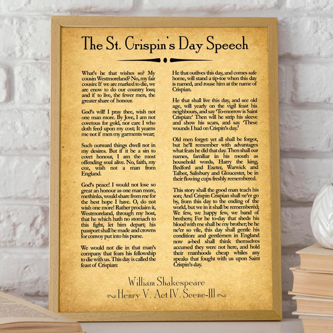 William Shakespeare Quote St. Crispin'S Day Speech Brainy Quote Wall Art, Modern Wall Decor ...