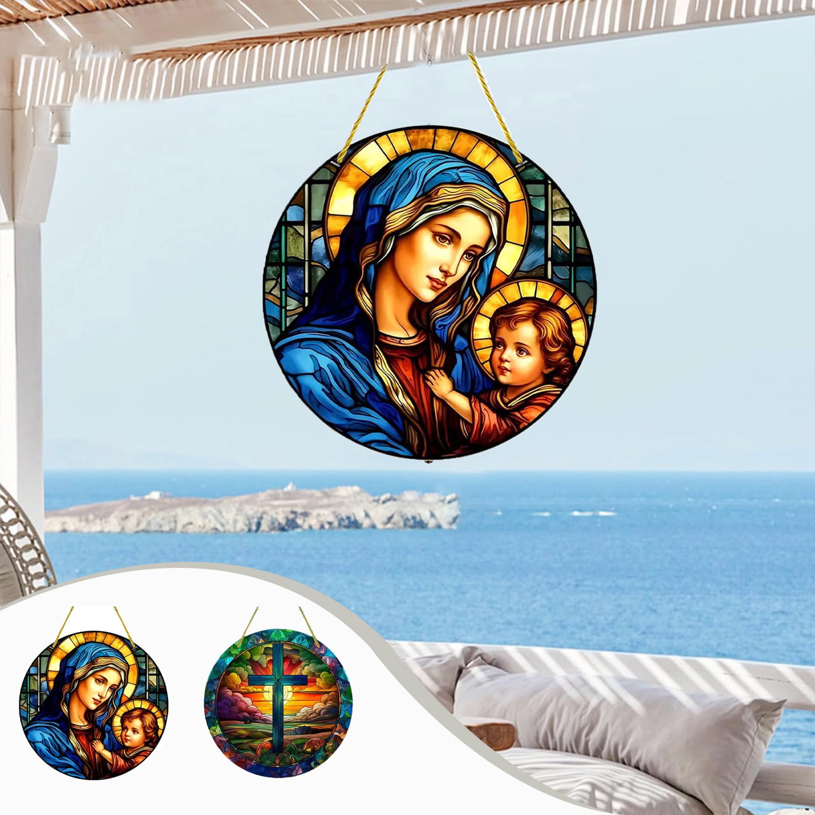 Nativity Scene Stained Glass Suncatcher Christmas Nativity Scene Window ...