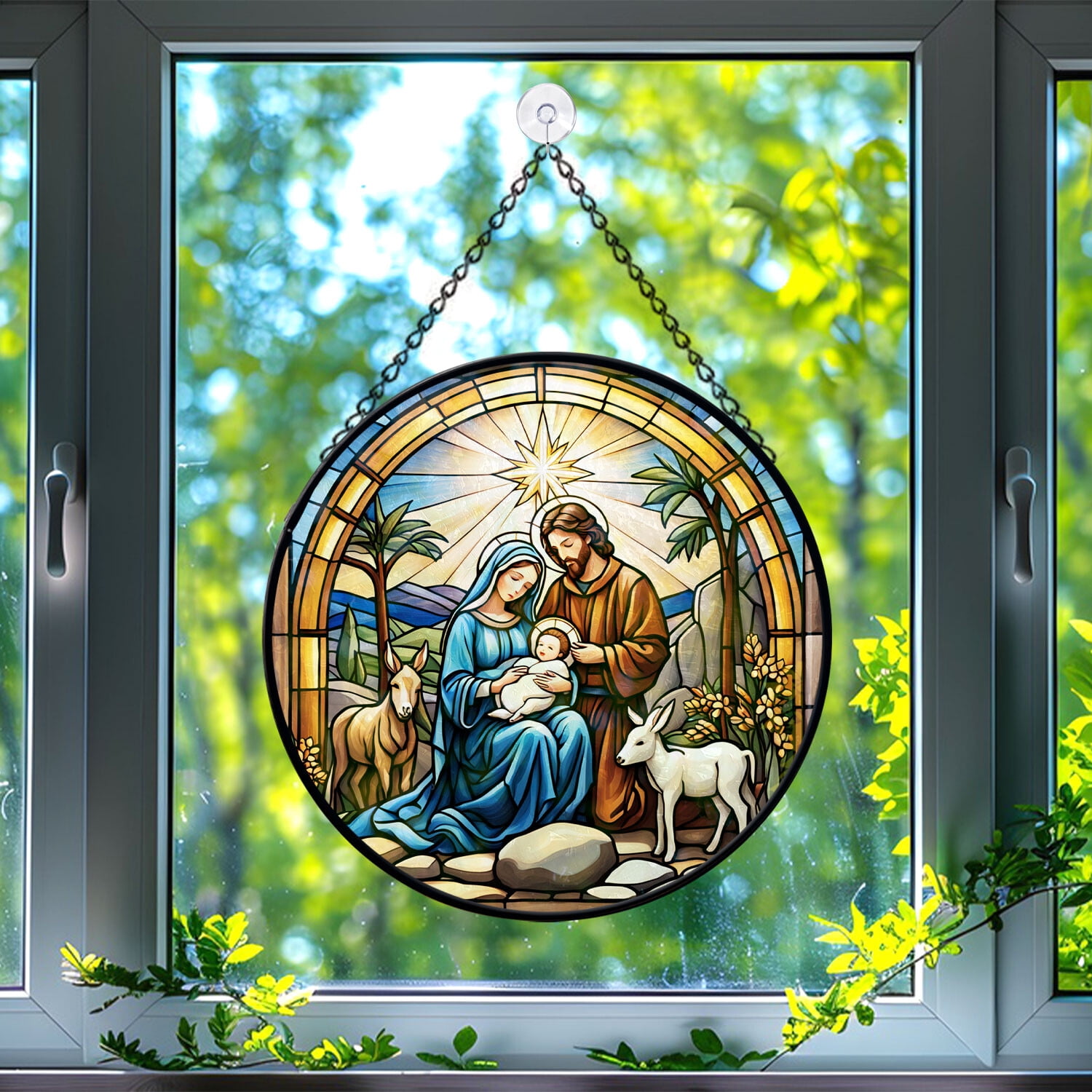 Nativity Scene Stained Glass Suncatcher, Nativity Scene Glass ...