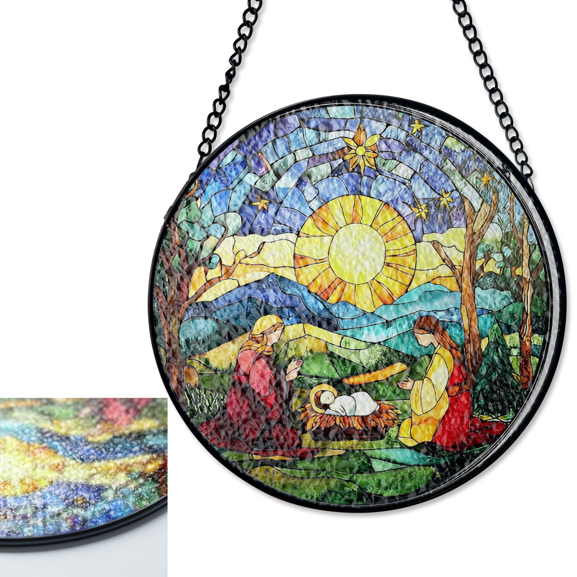 Nativity Scene Stained Glass Suncatcher, Religious Suncatcher - Walmart.com