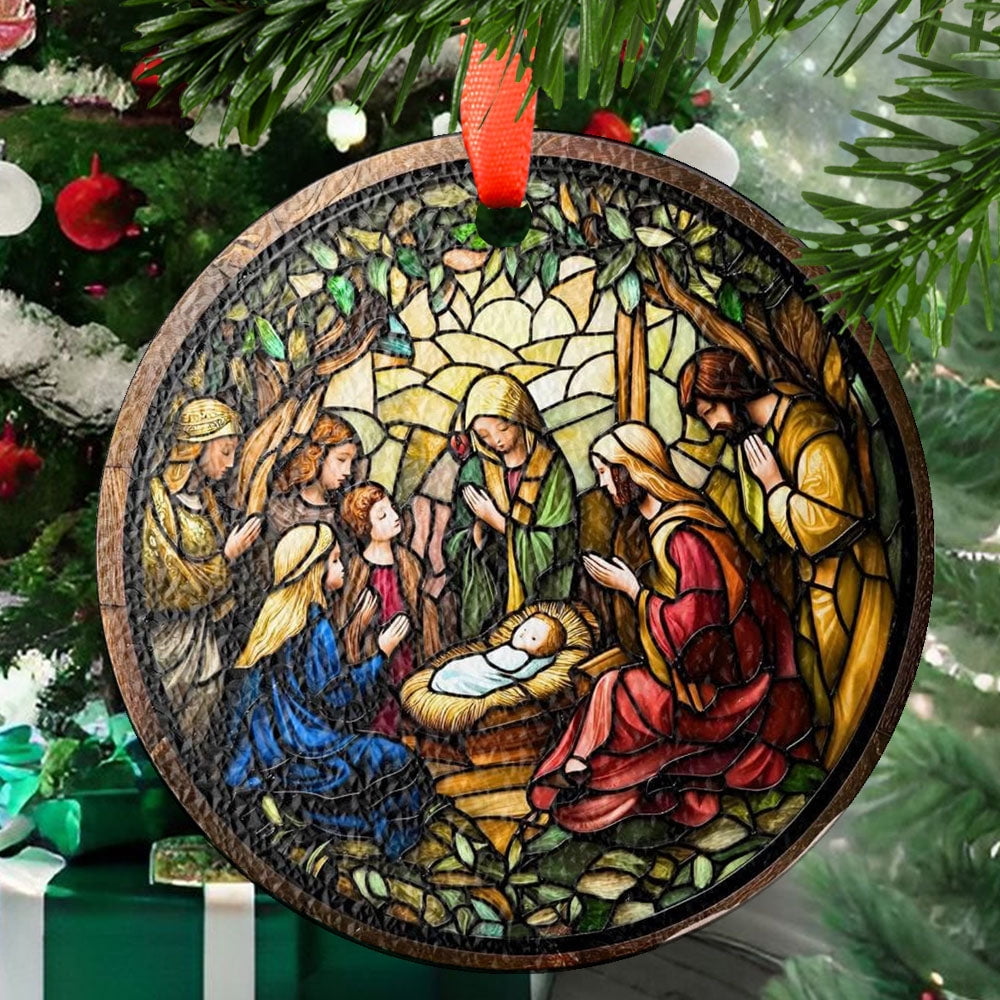 Nativity Scene Suncatcher Nativity Stained Glass Christian Art Light ...
