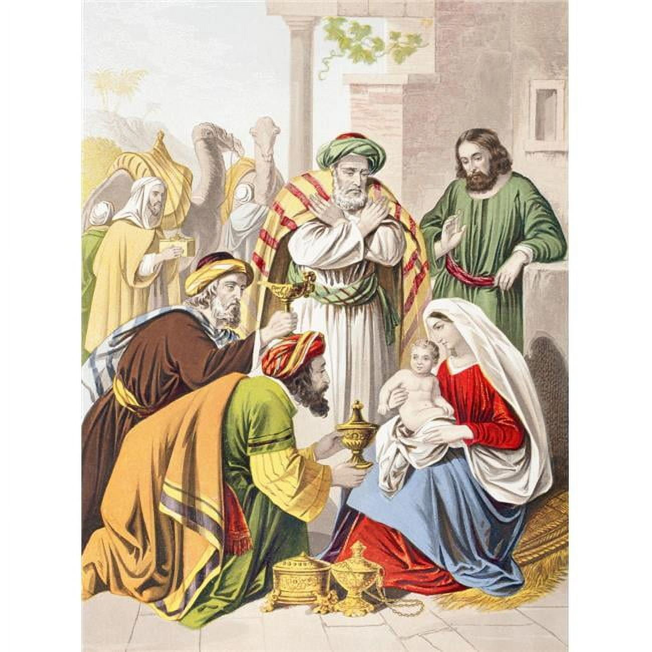 Nativity Scene. The Three Wise Men With The Holy Family. One Presents A ...