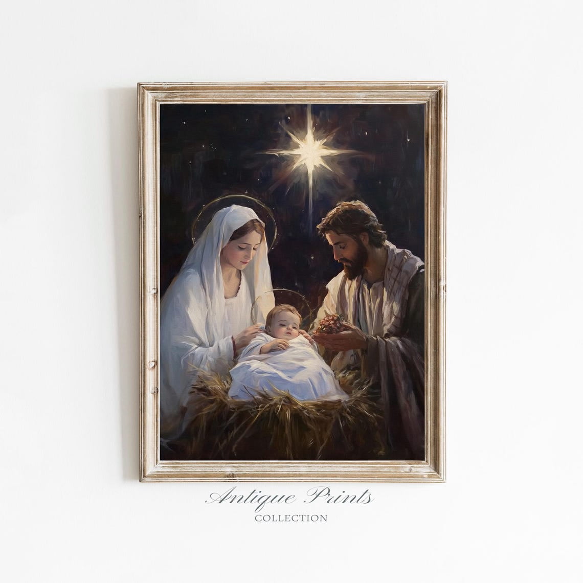 Nativity Scene Wall Art, Christian Winter Poster, Holy Family Jesus ...