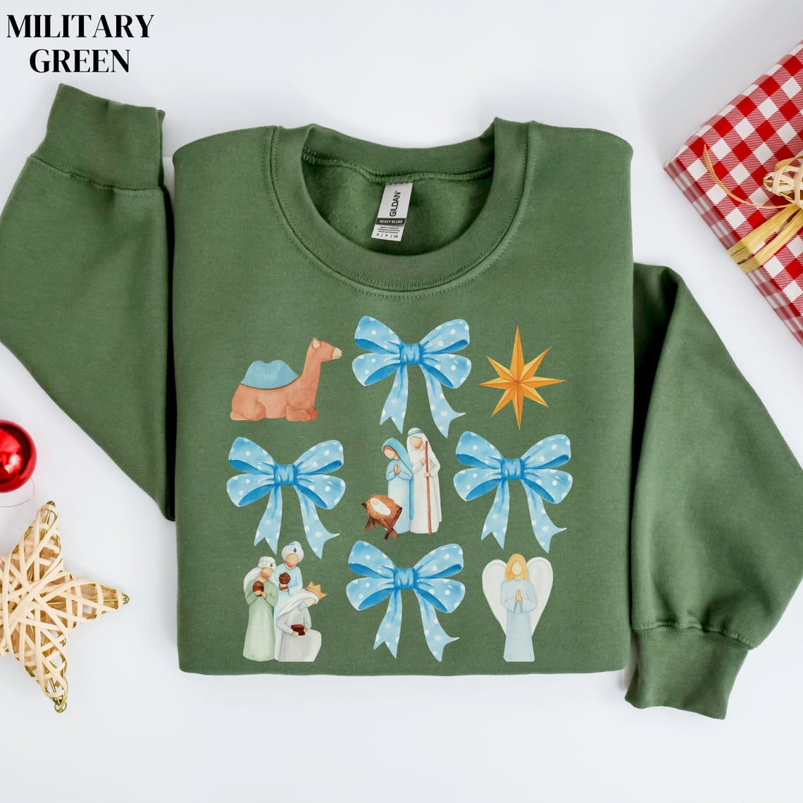 Nativity Scene Winter Christian Sweatshirt Women, Coquette Winter ...