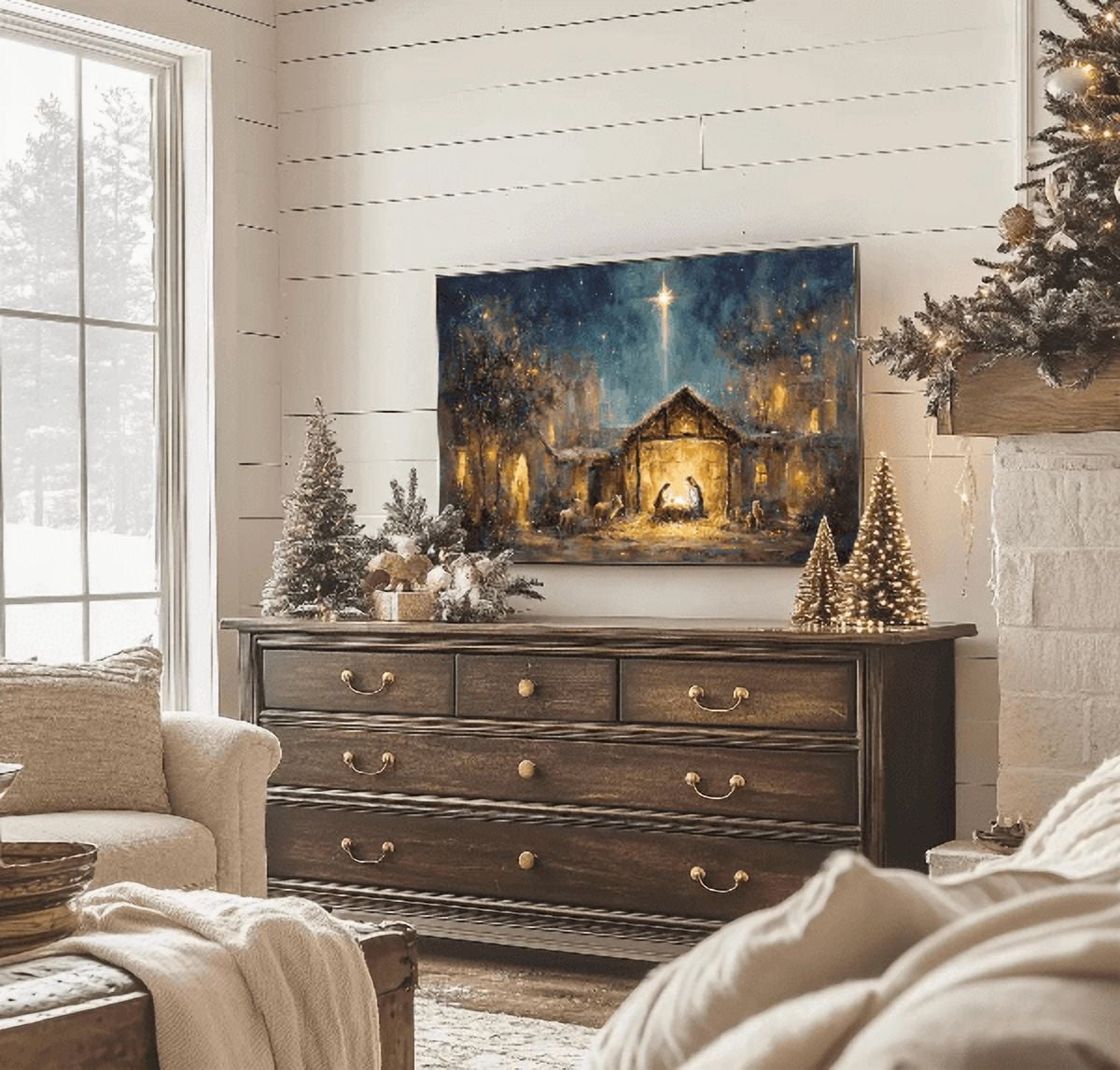 Nativity Scene poster, Impressionist Holy Night Painting (Unframed ...