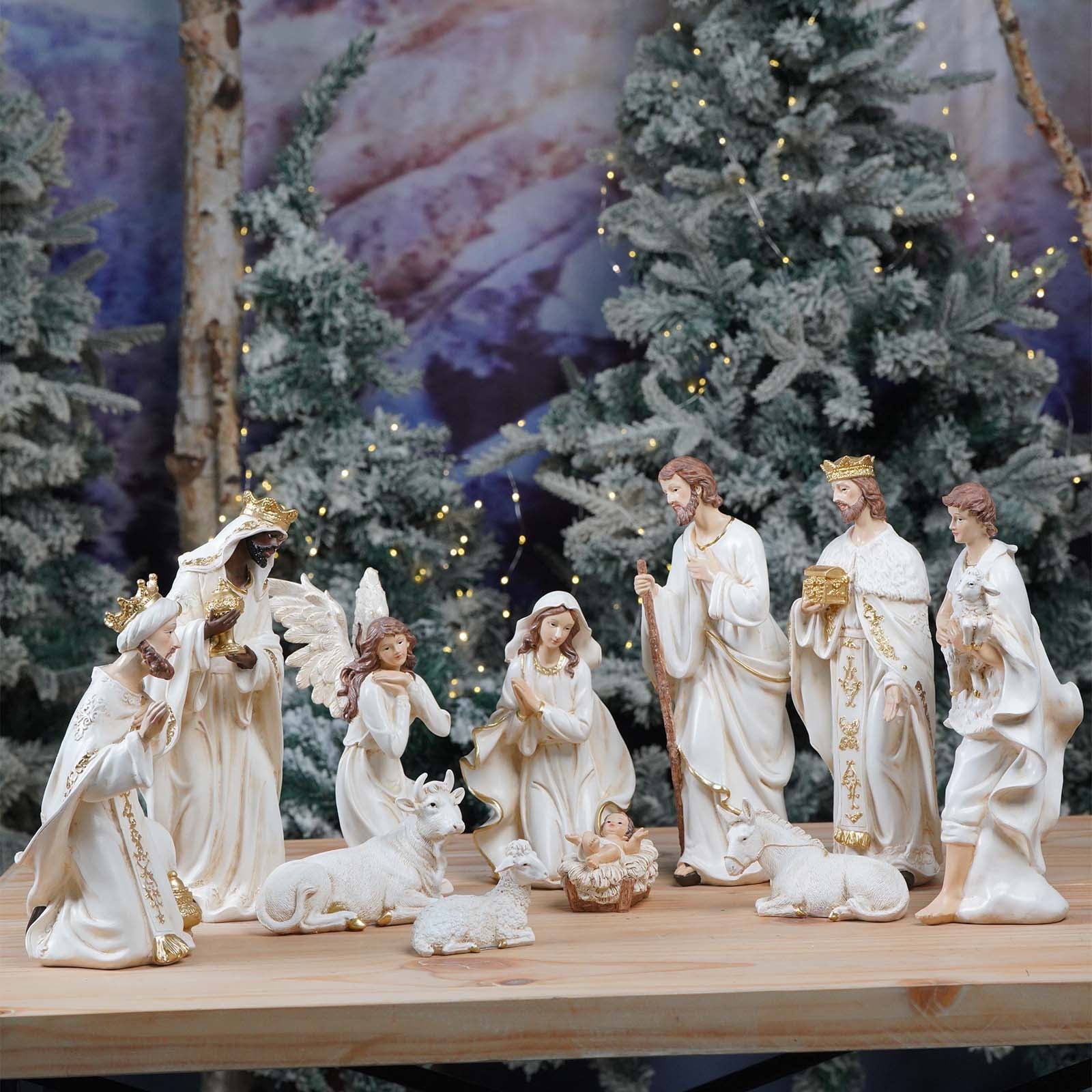 Zayton Nativity Set Christmas Indoor 12 Inch 11 Piece Statue Figurines ...