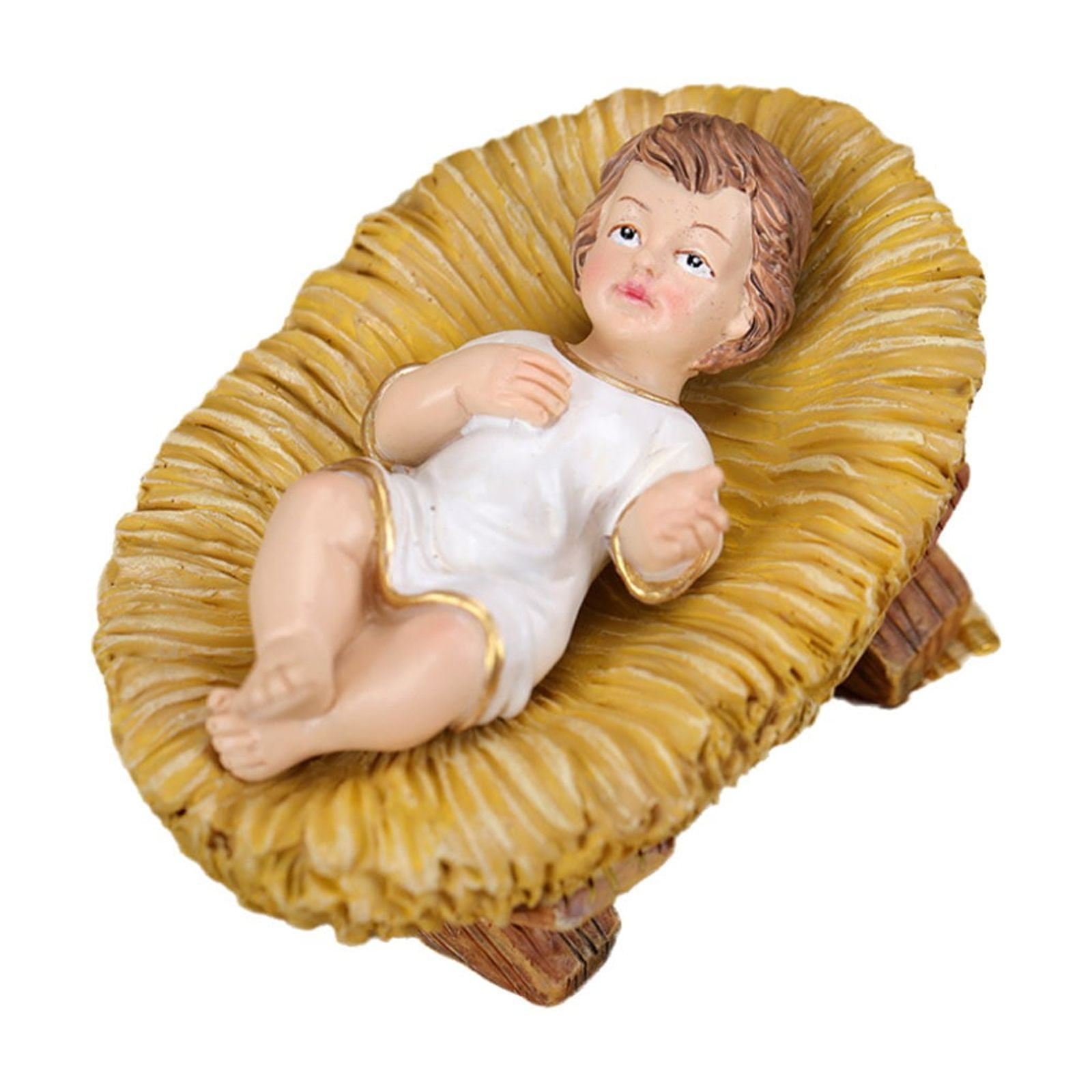 Nativity Set of Baby Jesus, Baby Jesus Christ in Manger Straw Bed Resin ...