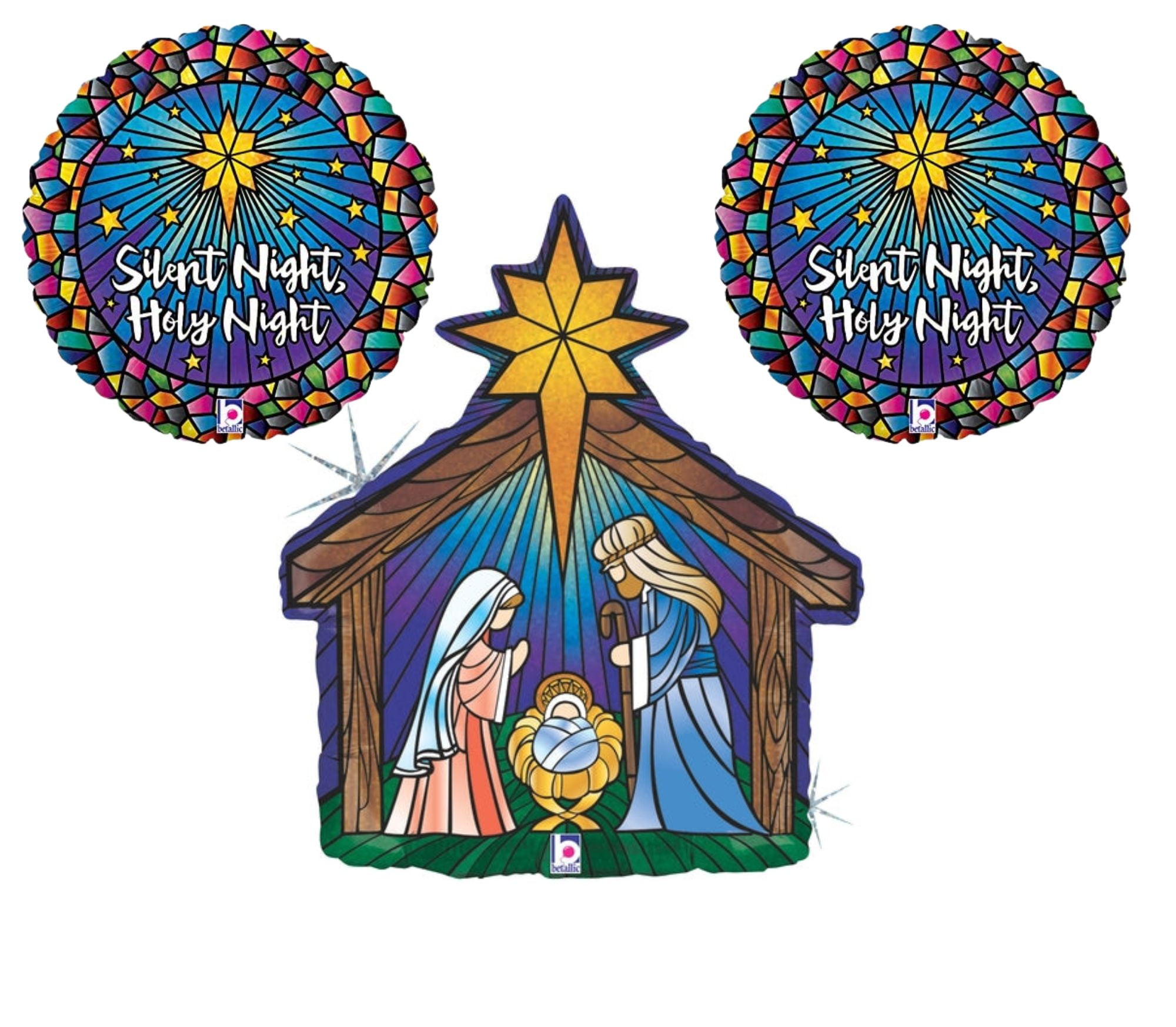 Nativity Silent Night Christmas 3 piece Balloons Decoration Supplies ...