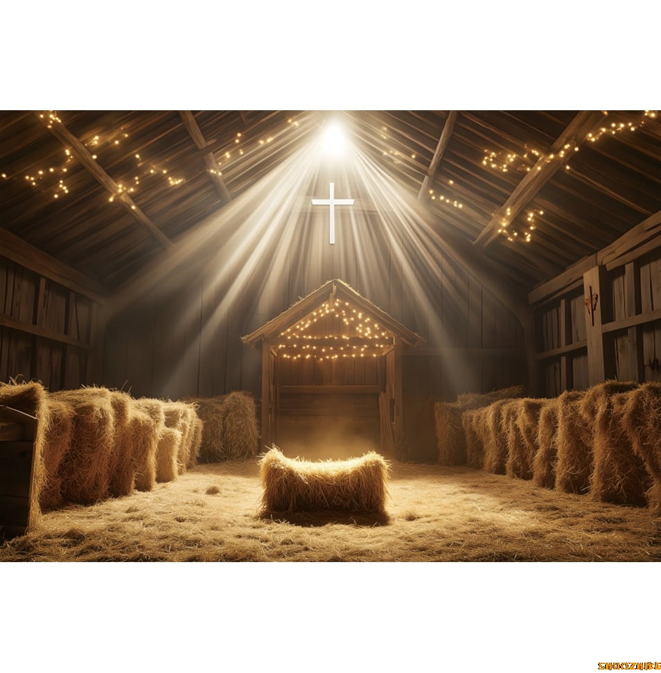 Nativity Stables Haystack Holy Cross Background Baby Shower Kids ...