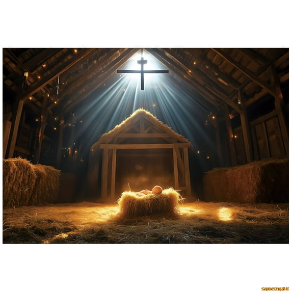 Nativity Stables Haystack Holy Cross Background Baby Shower Kids ...