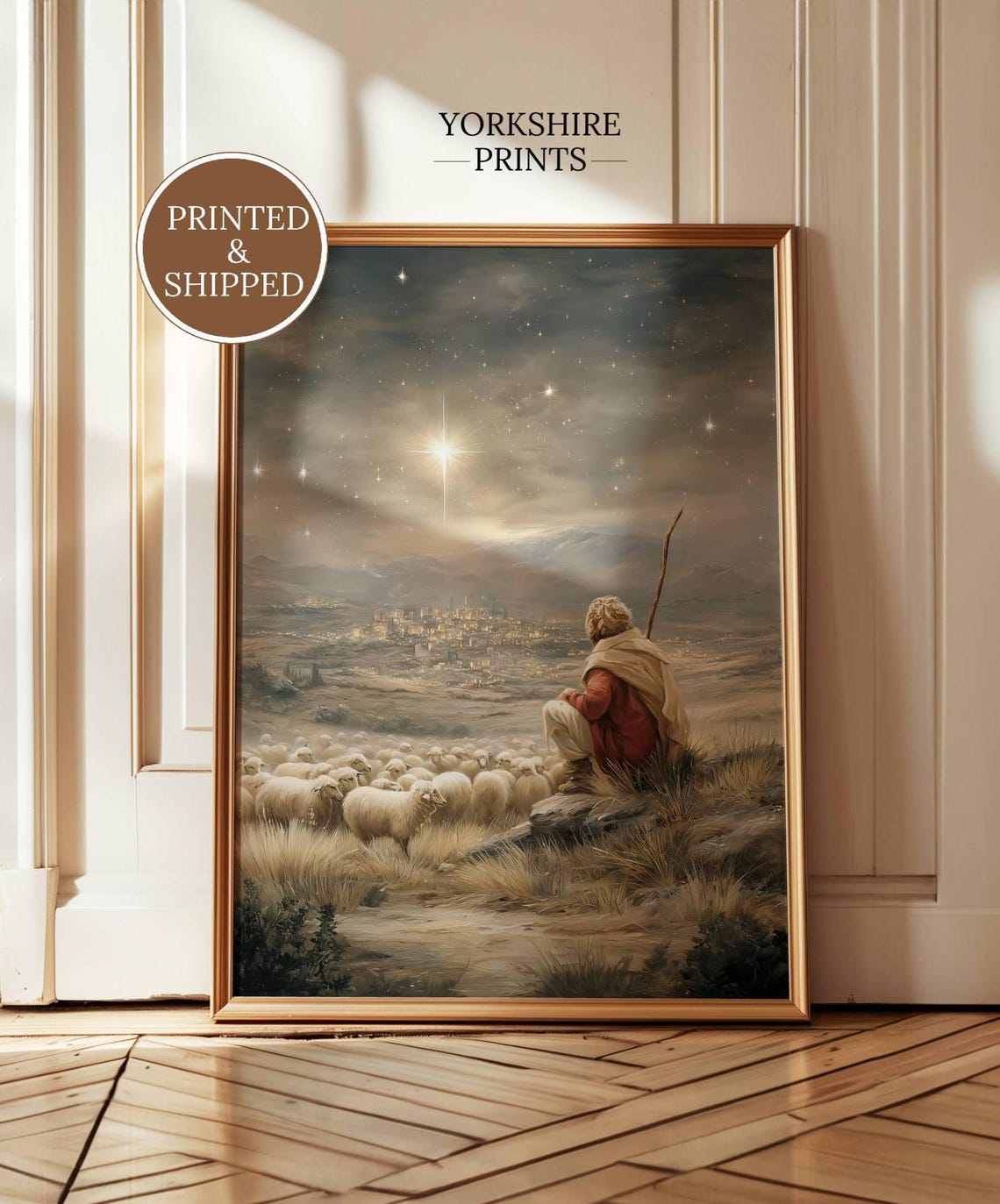 Nativity Star Of Bethlehem Poster, Biblical Winter Scene Wall Art Print ...