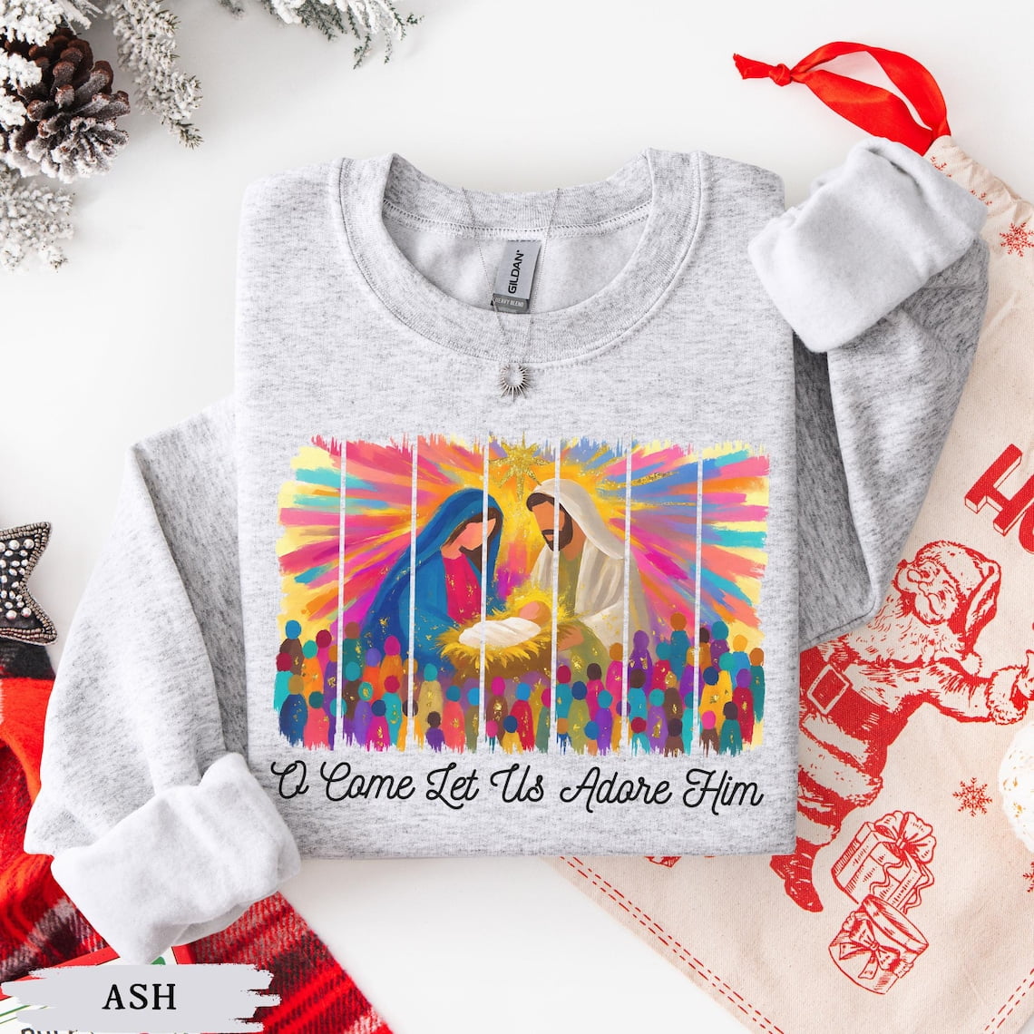 Nativity Sweatshirt, O Come Let Us Adore Him Crewneck Top, Faith ...