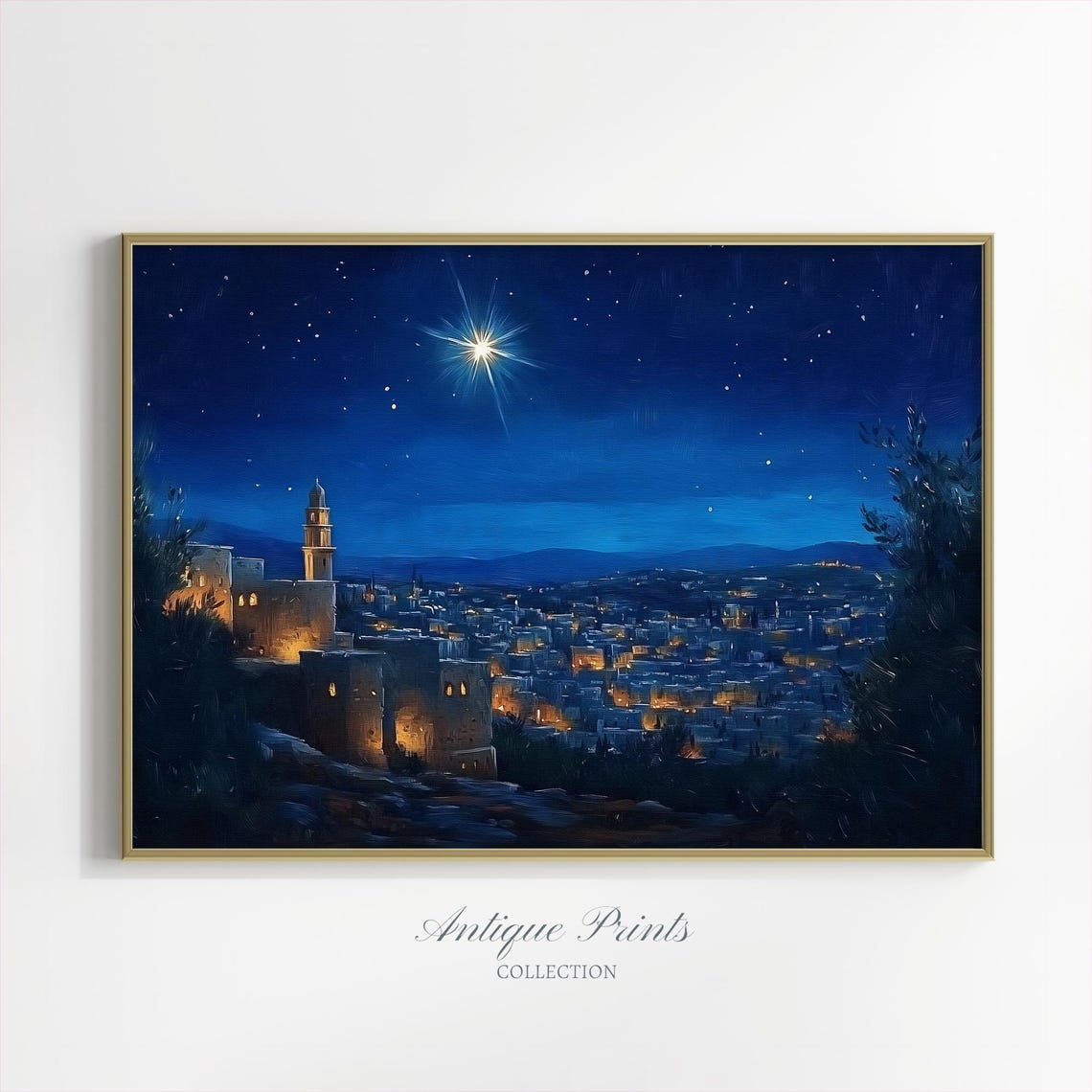 Nativity Wall Art, Christian Winter Print, Star Of Bethlehem Art ...