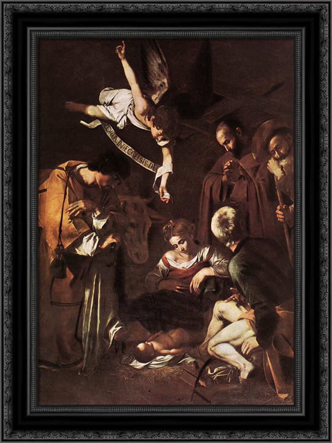 Nativity with St. Francis and St. Lawrence 20x24 Black Ornate Wood ...