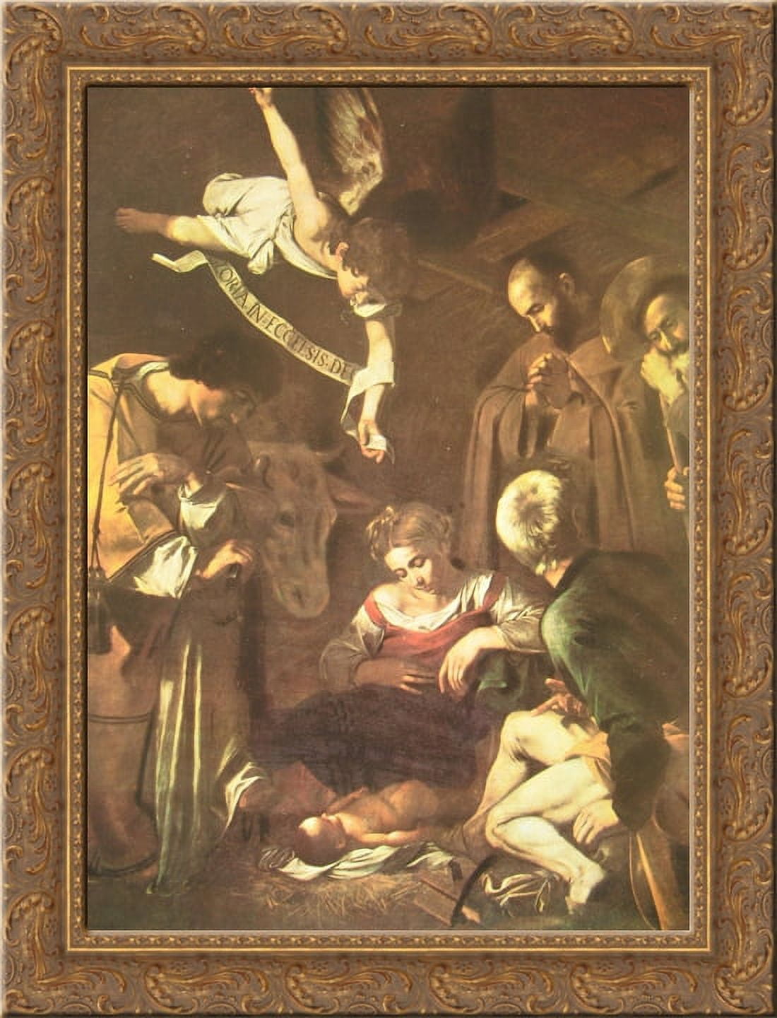 Nativity with St. Francis and St. Lawrence 24x18 Gold Ornate Wood ...
