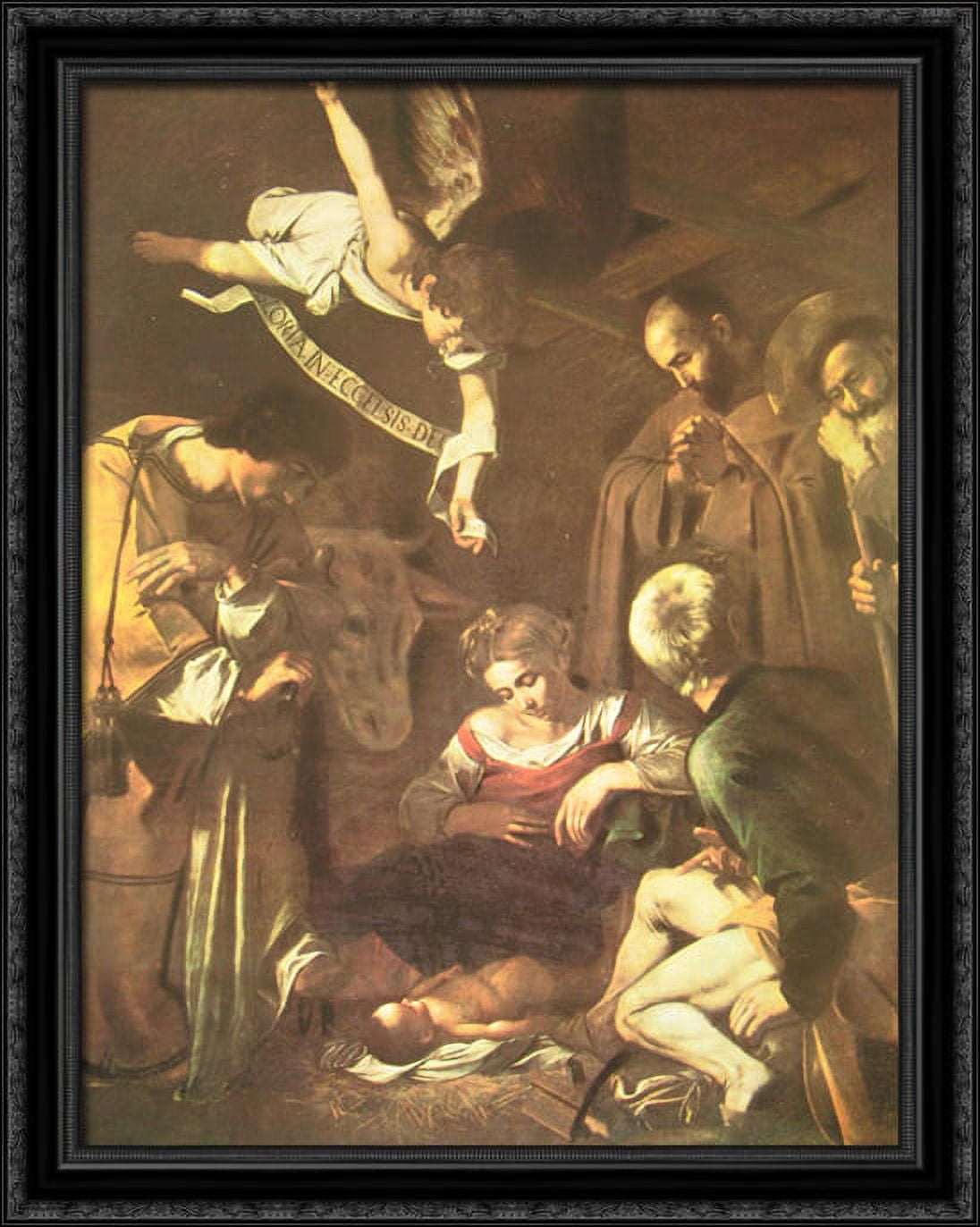 Nativity with St. Francis and St. Lawrence 28x36 Large Black Ornate ...