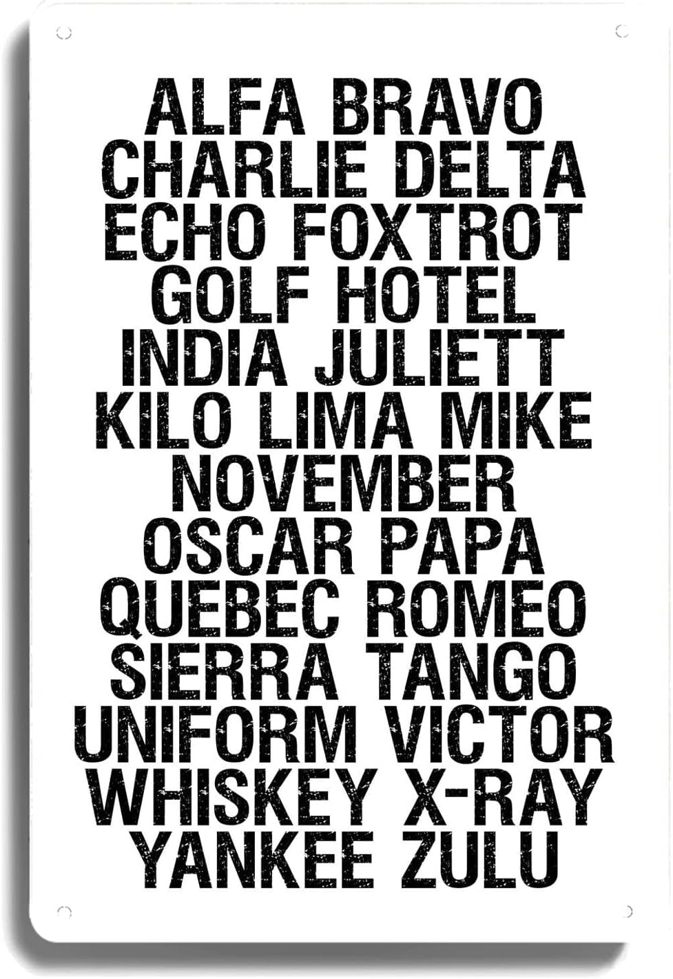 Nato Phonetic Alphabet Wall Art Metal Tin Signs Wall Decor 8x12 Inch ...