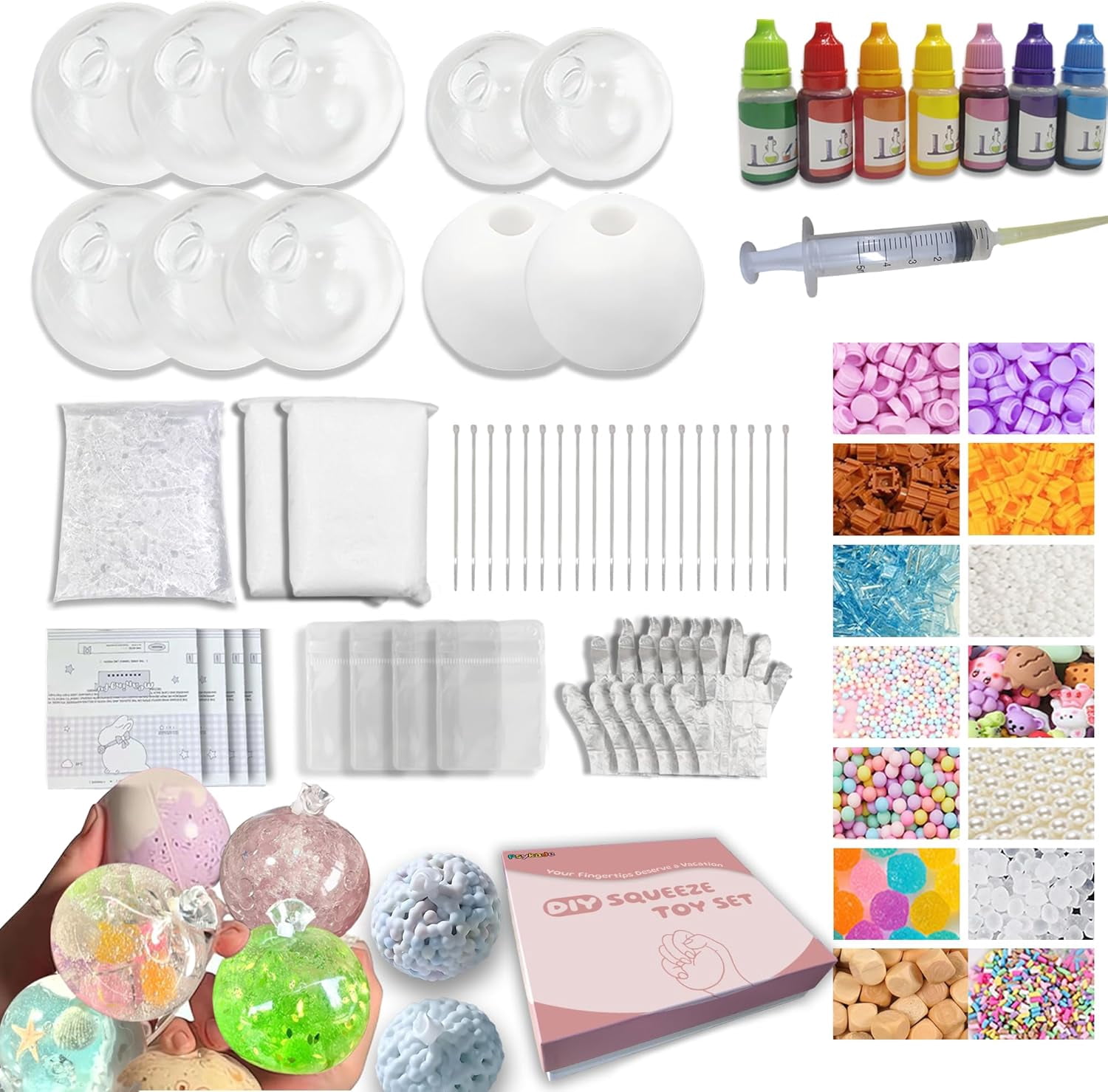 Natonhi DIY Stress Ball Making Kit-Easy DIY- 10 TPR Skins, 13 Fillers ...