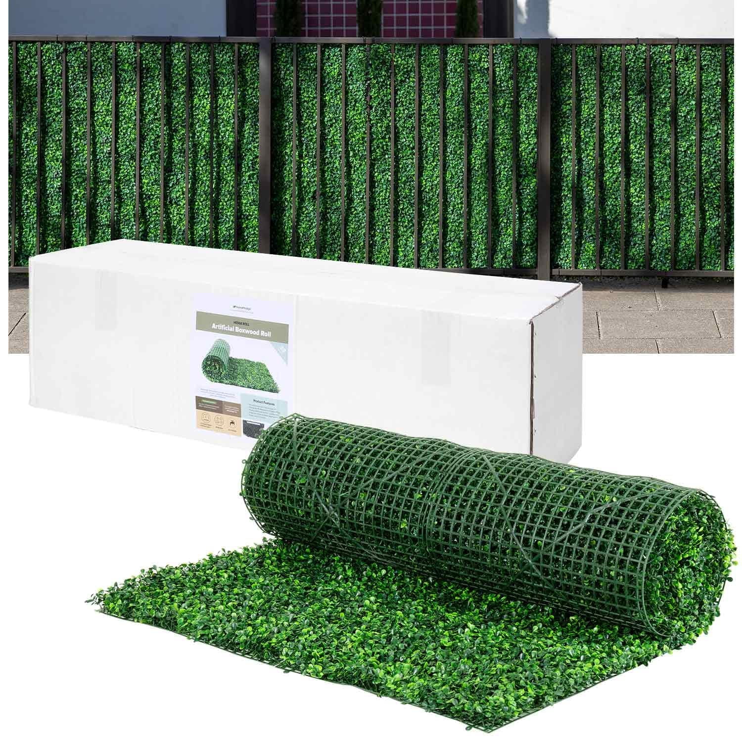 NatraHedge Artificial Boxwood Roll Panels UV Protected for Outdoor Use 33 SQF (Light Green Roll ...