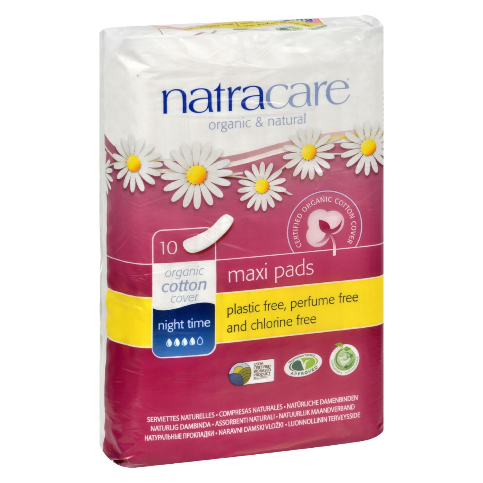 Natracare Night Time Maxi Pads 10 count (Pack of 6) - Walmart.com