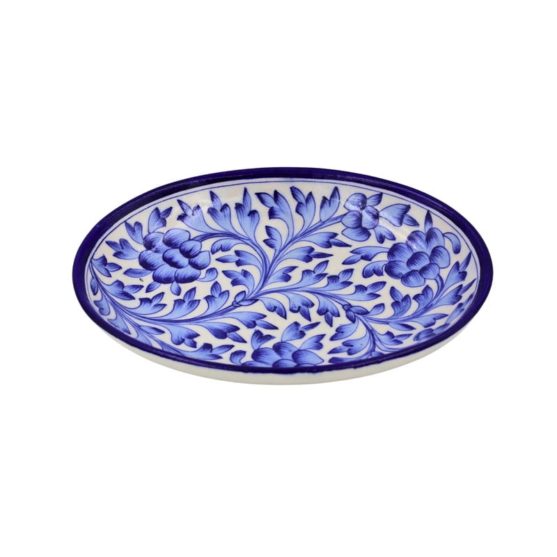 Natriel Artistic Blue Pottery Rice Plate 10" – Hand-Painted Mandala ...