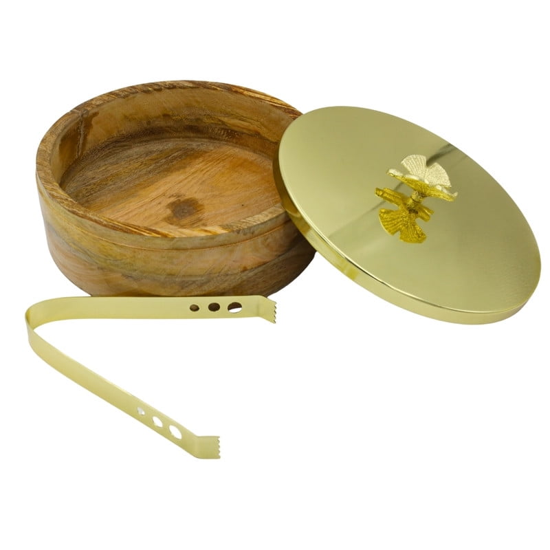 Natriel Elegant Brass Wooden Chapati Box Set with Tong - Kitchen Decor ...