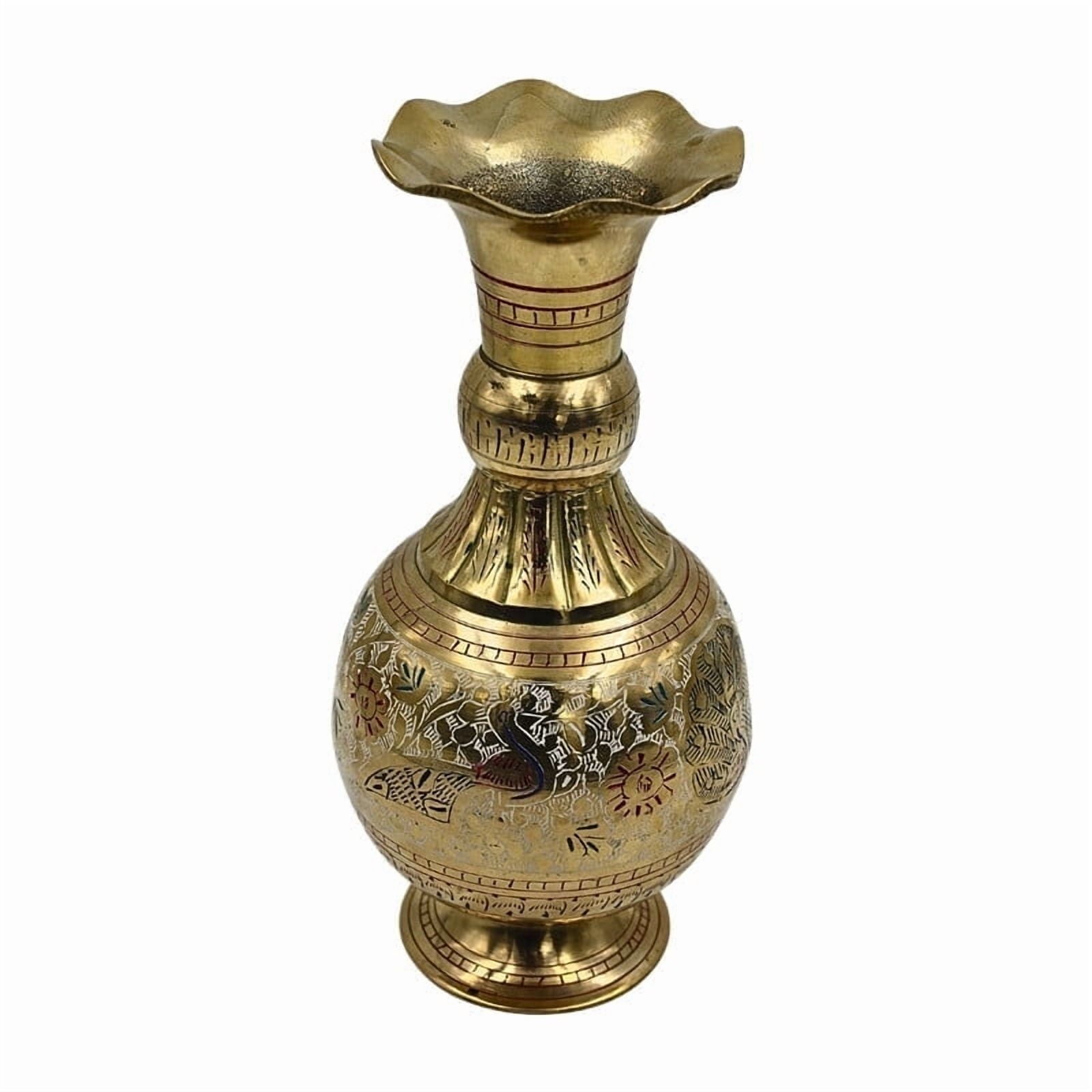 Natriel Engraved Peacock Brass Flower Vase - Floral Masterpiece Decor ...