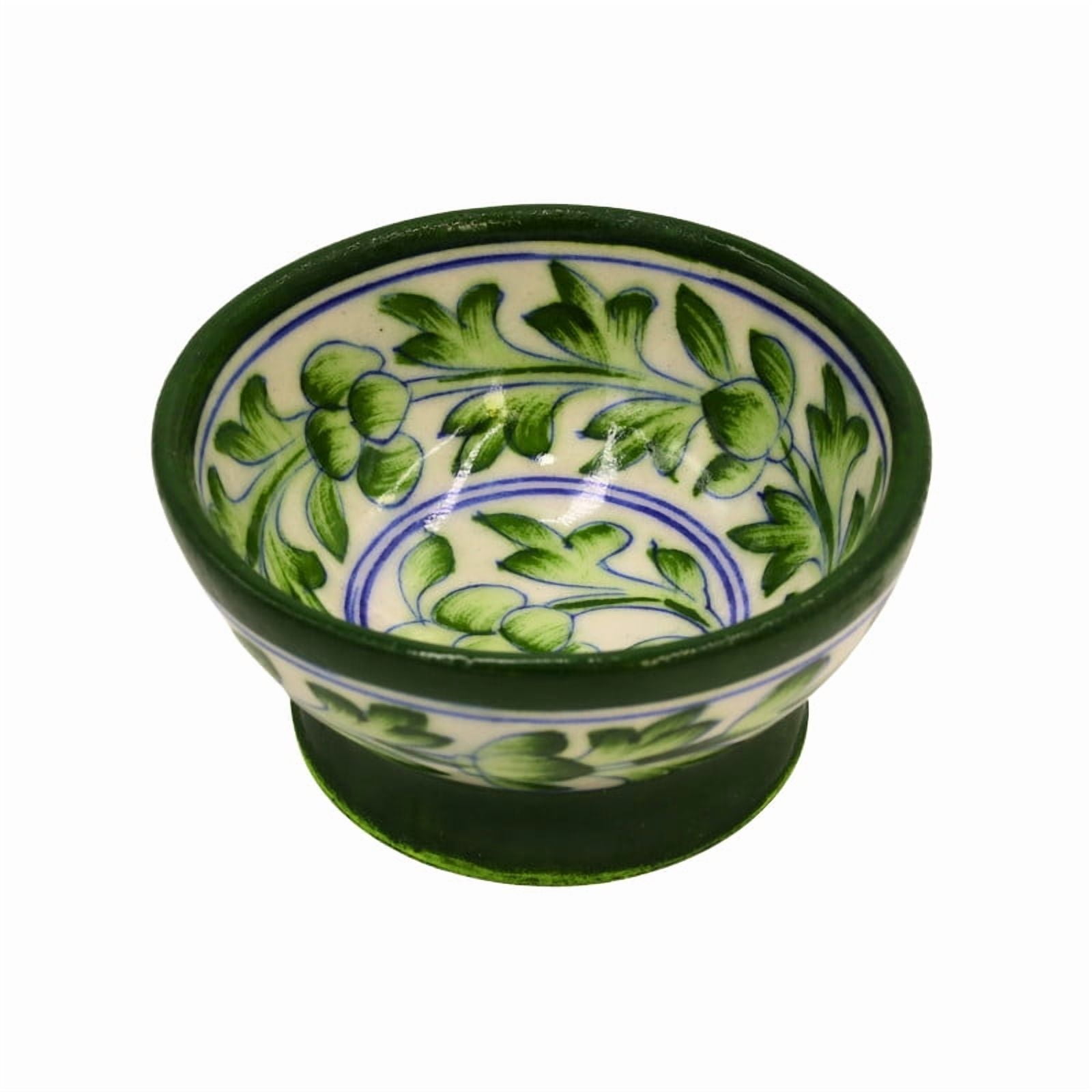 Natriel Vibrant Design Blue Pottery 4" Bowl – Handcrafted Serveware for ...