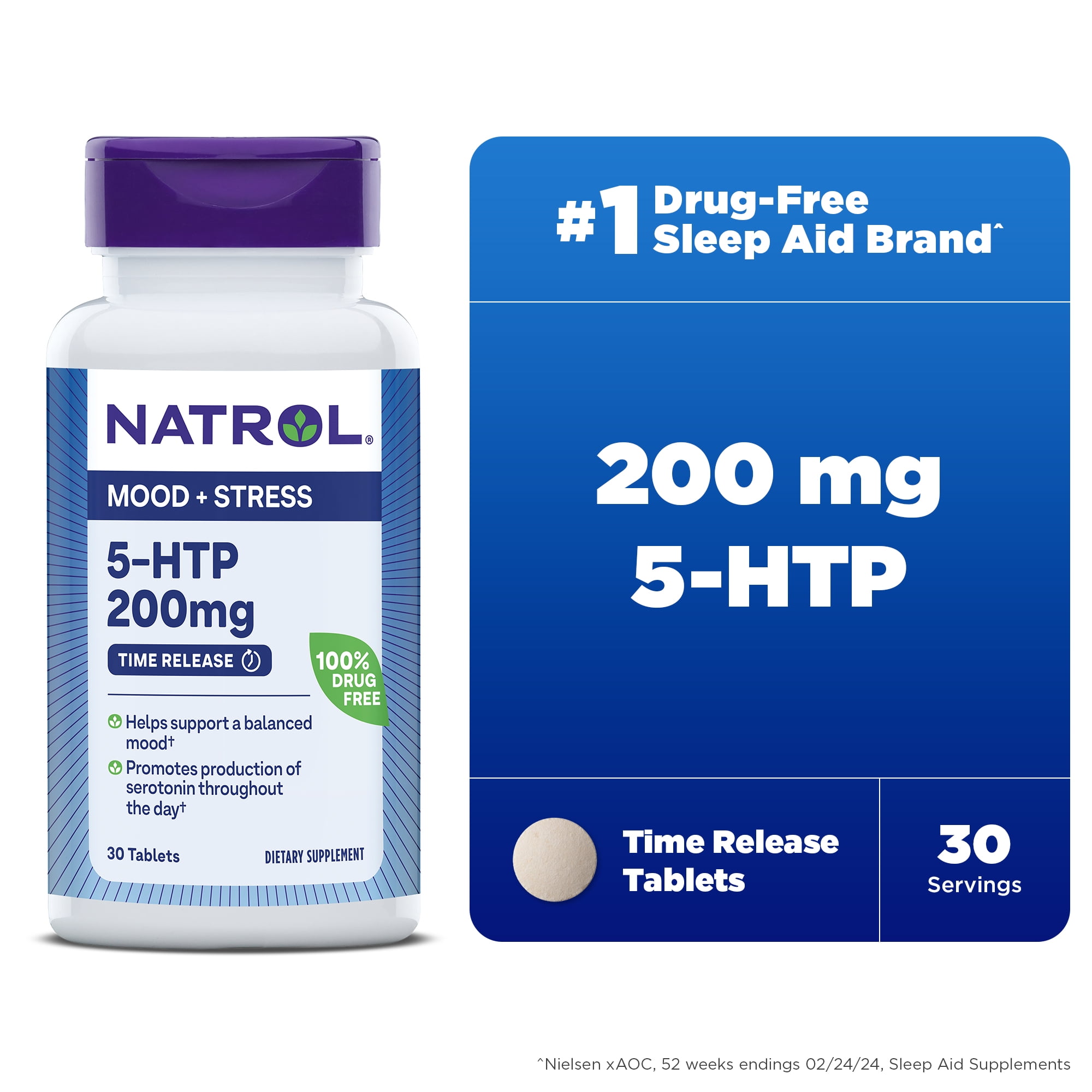 Natrol® Mood + Stress 5-HTP 200mg Time Release Tablets, 30 Count, 30 Day Supply - Walmart ...