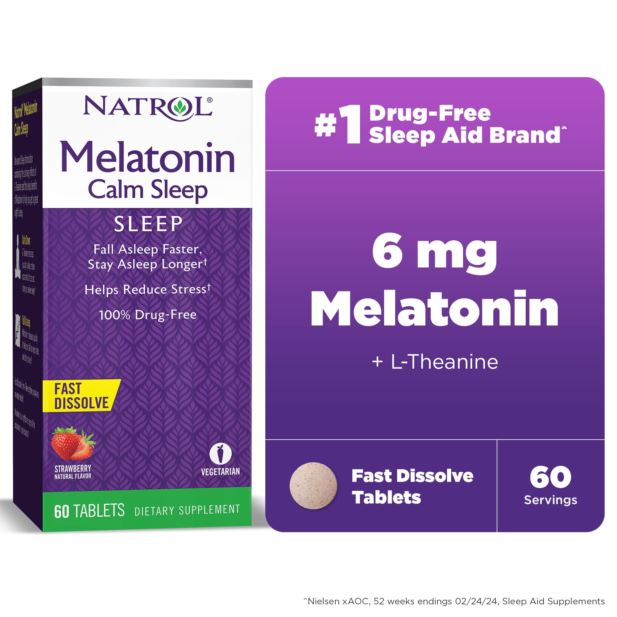 Natrol Advanced Melatonin Calm Sleep, Fast Dissolve Tablets, Strawberry ...