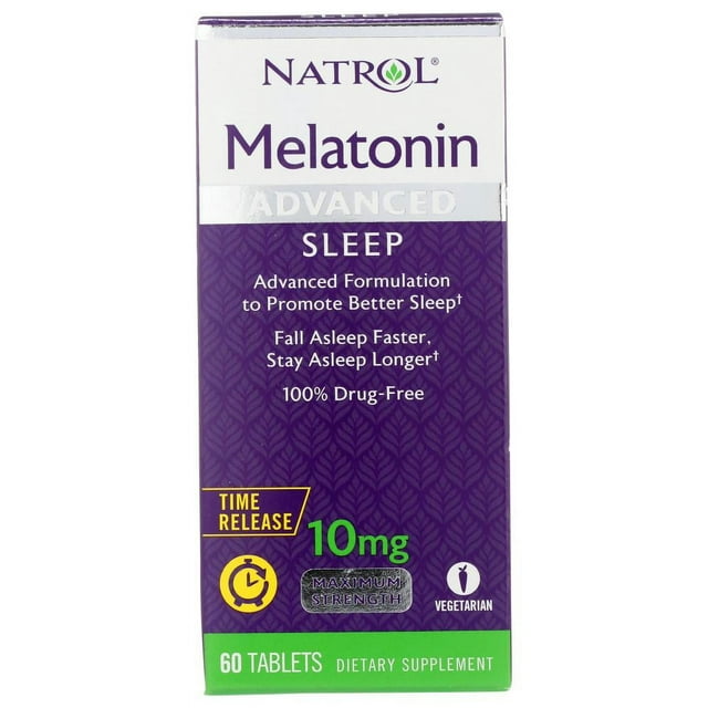 Natrol Advanced Sleep Melatonin 10mg, Max Calm Time Release Pills, 60 ...