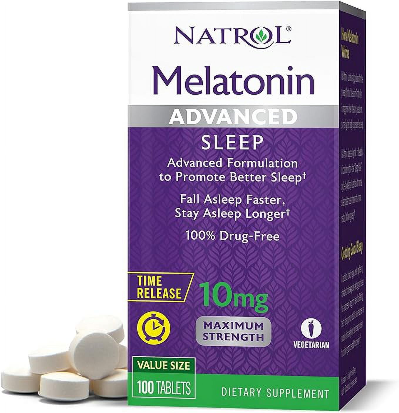 Natrol Advanced Sleep Melatonin 10mg, Dietary Supplement for Restful ...