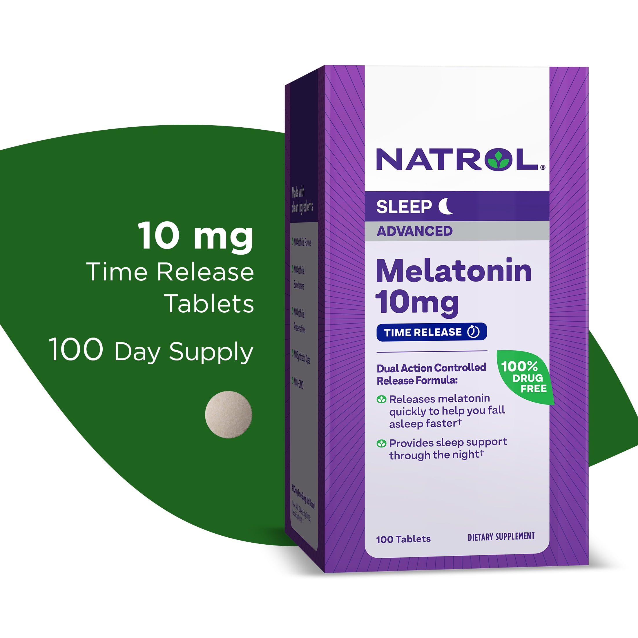 Natrol Advanced Sleep Melatonin Time Released Capsules, 10mg, 100 Ct ...