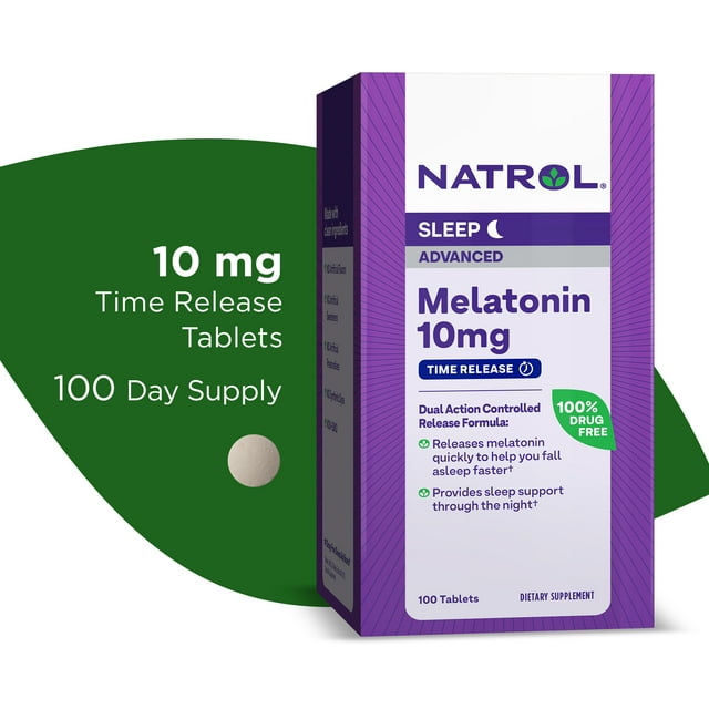 Natrol Advanced Sleep Melatonin Time Released Capsules, 10mg, 100 Ct ...