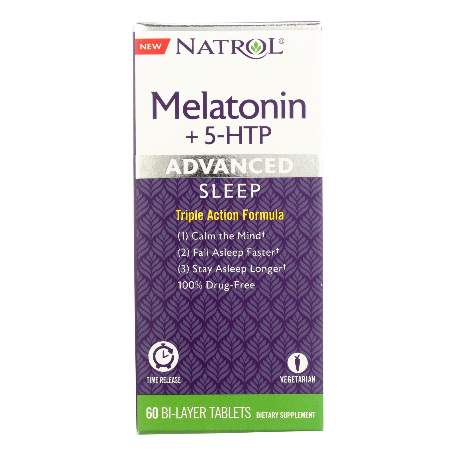 Natrol Advanced Sleep Melatonin + 5 HTP Bi-Layer Tablets, 60 Ct ...