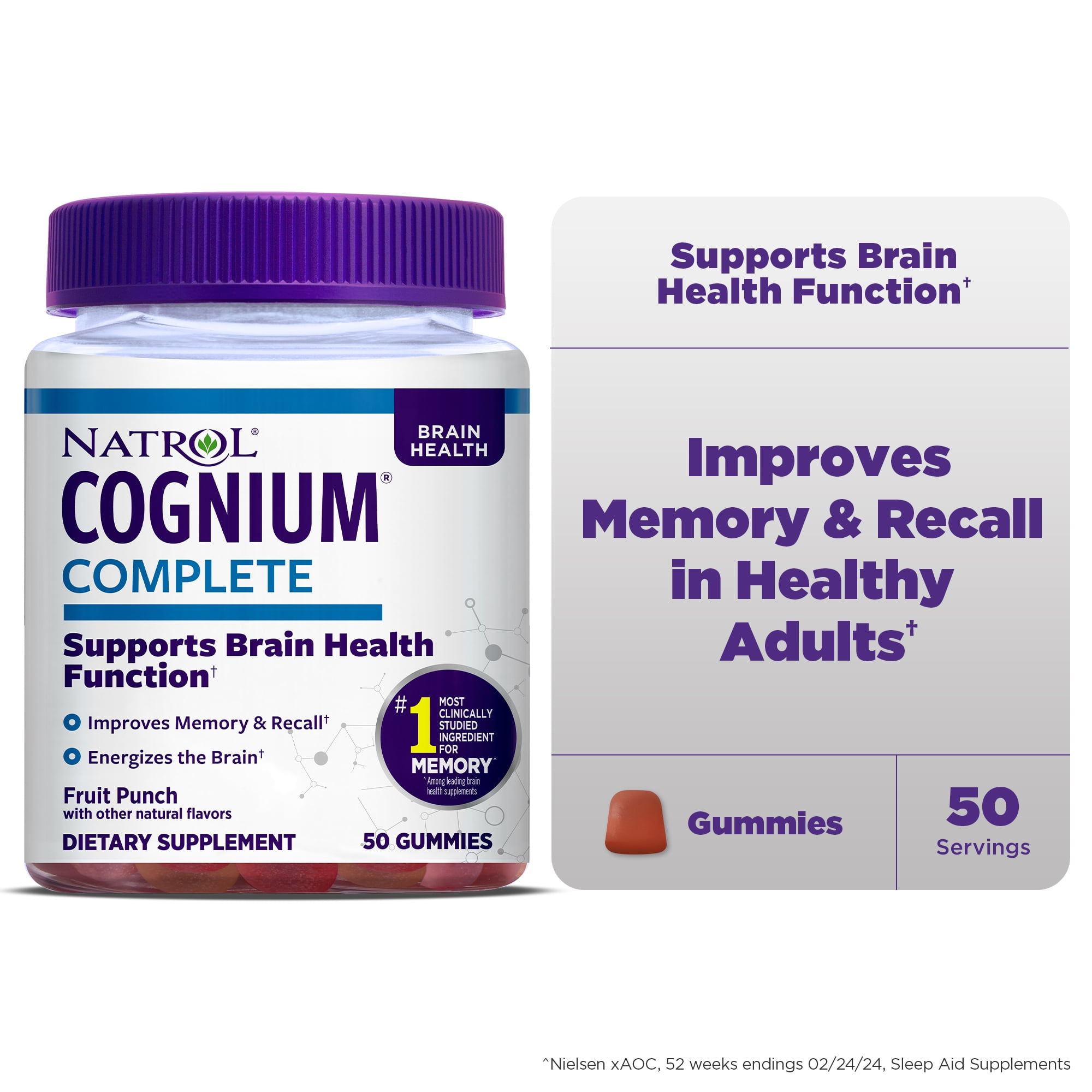 Natrol Cognium Complete Gummies, Mind Booster, Fruit Punch, 100mg, 50ct ...