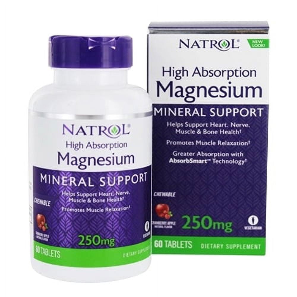 Natrol Natural High Absorption Magnesium Mineral Support, Cranberry ...