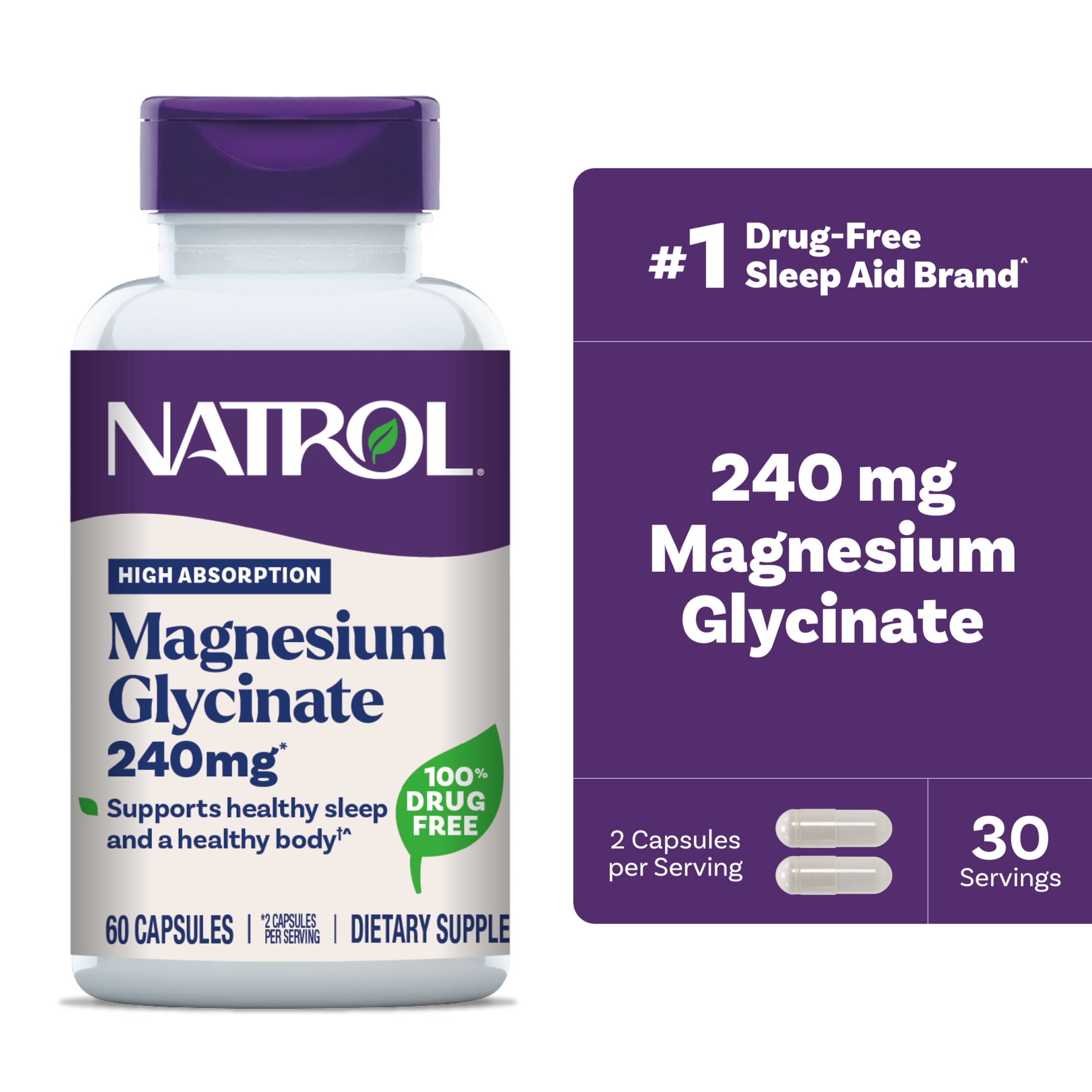 Natrol Magnesium Glycinate 240 mg, High Absorption Magnesium Supplement ...