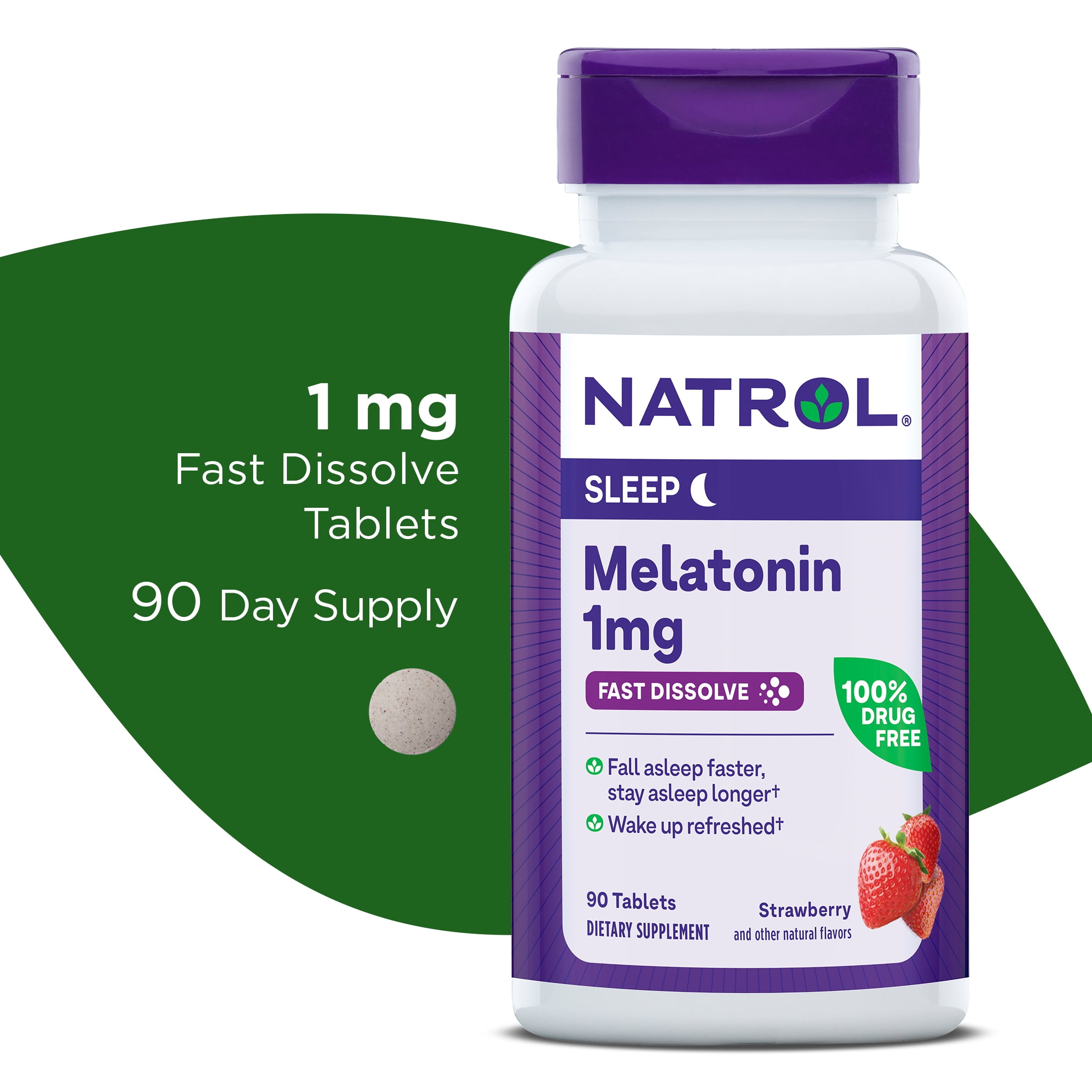 Natrol® Melatonin 1mg, Strawberry-Flavored Dietary Supplement for ...