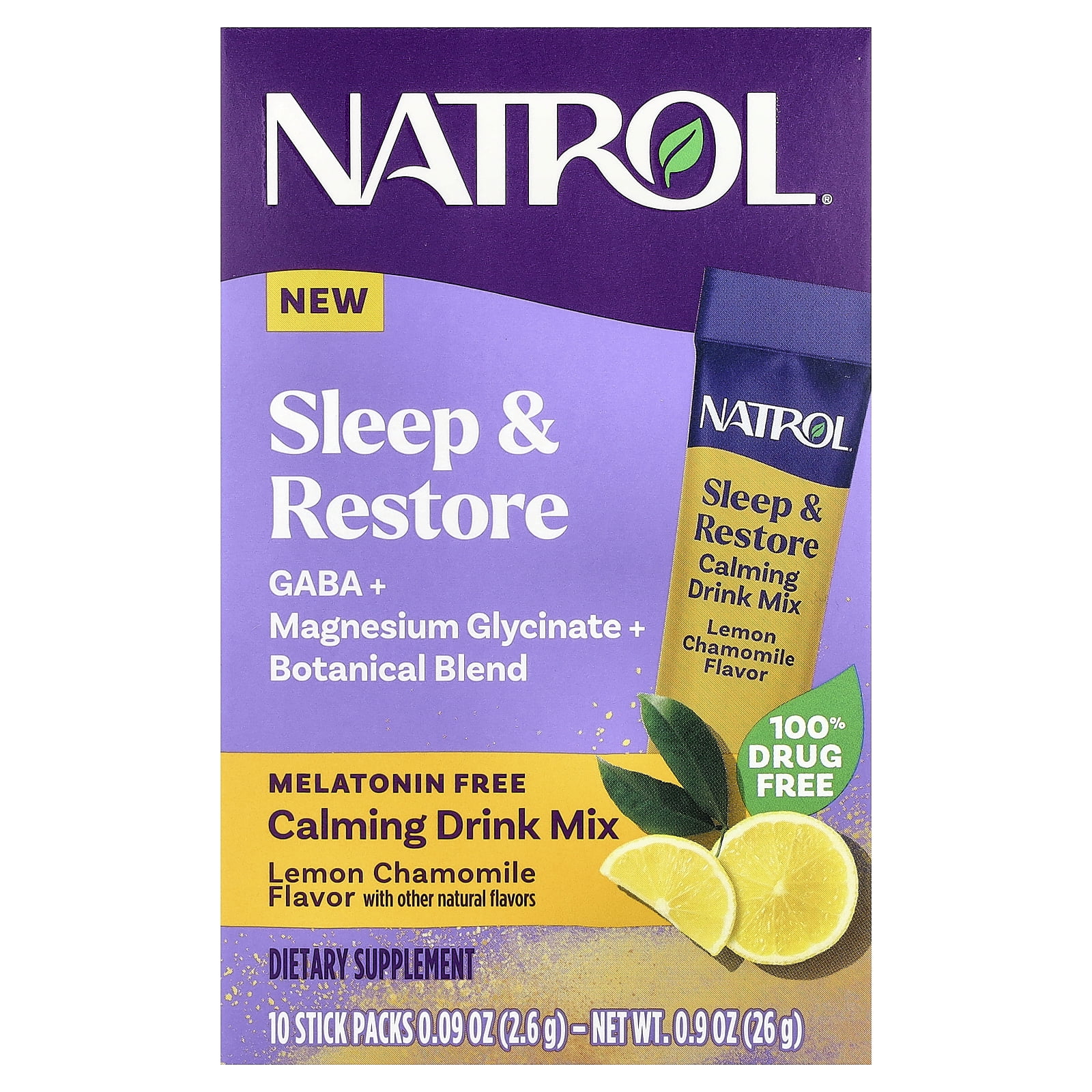 Natrol Sleep & Restore, Calming Drink Mix, Melatonin Free, Lemon ...