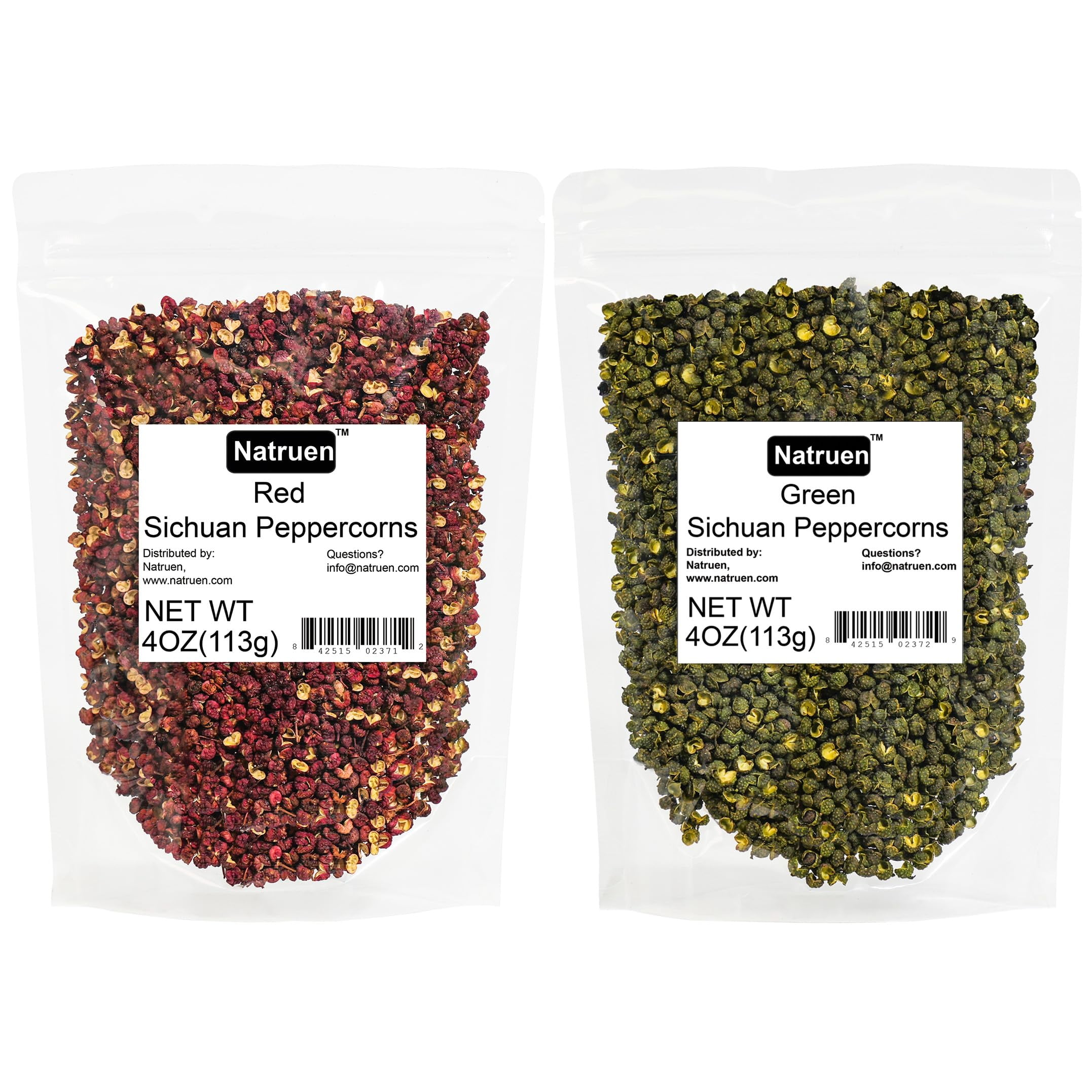 Natruen Szechuan Red+Green Peppercorn ESF27 Whole 4 Oz Each, Red and Green Sichuan Peppercorns ...