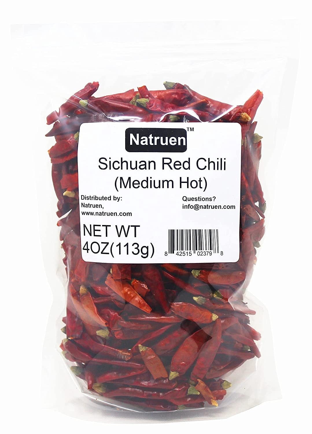 Natruen Szechuan Chinese Red Chili Pods 4oz, Medium Hot, Spicy Dried ...