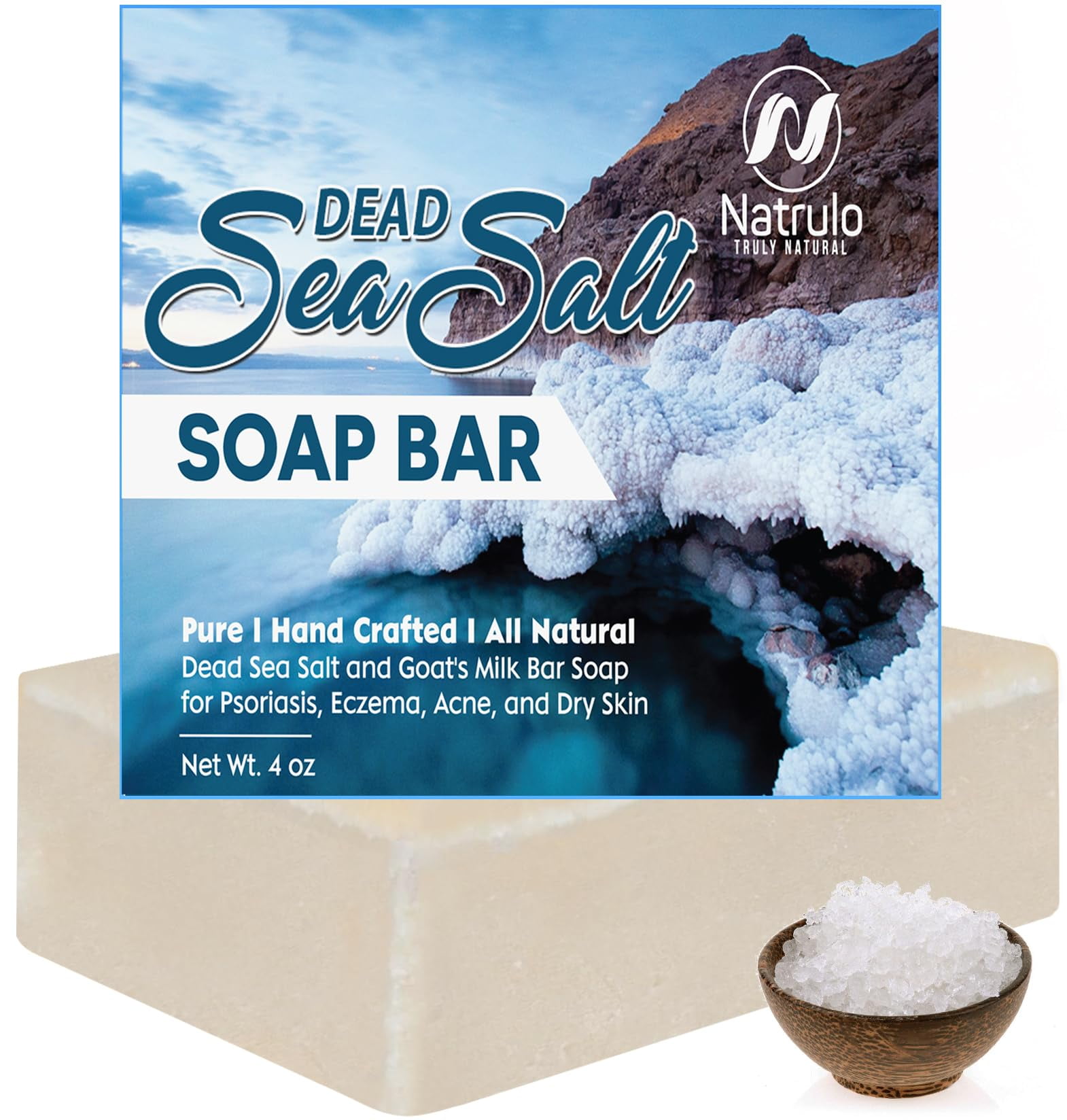 Natrulo Dead Sea Salt Soap HYZ01 Bar for 4oz - Pure Organic All Natural ...