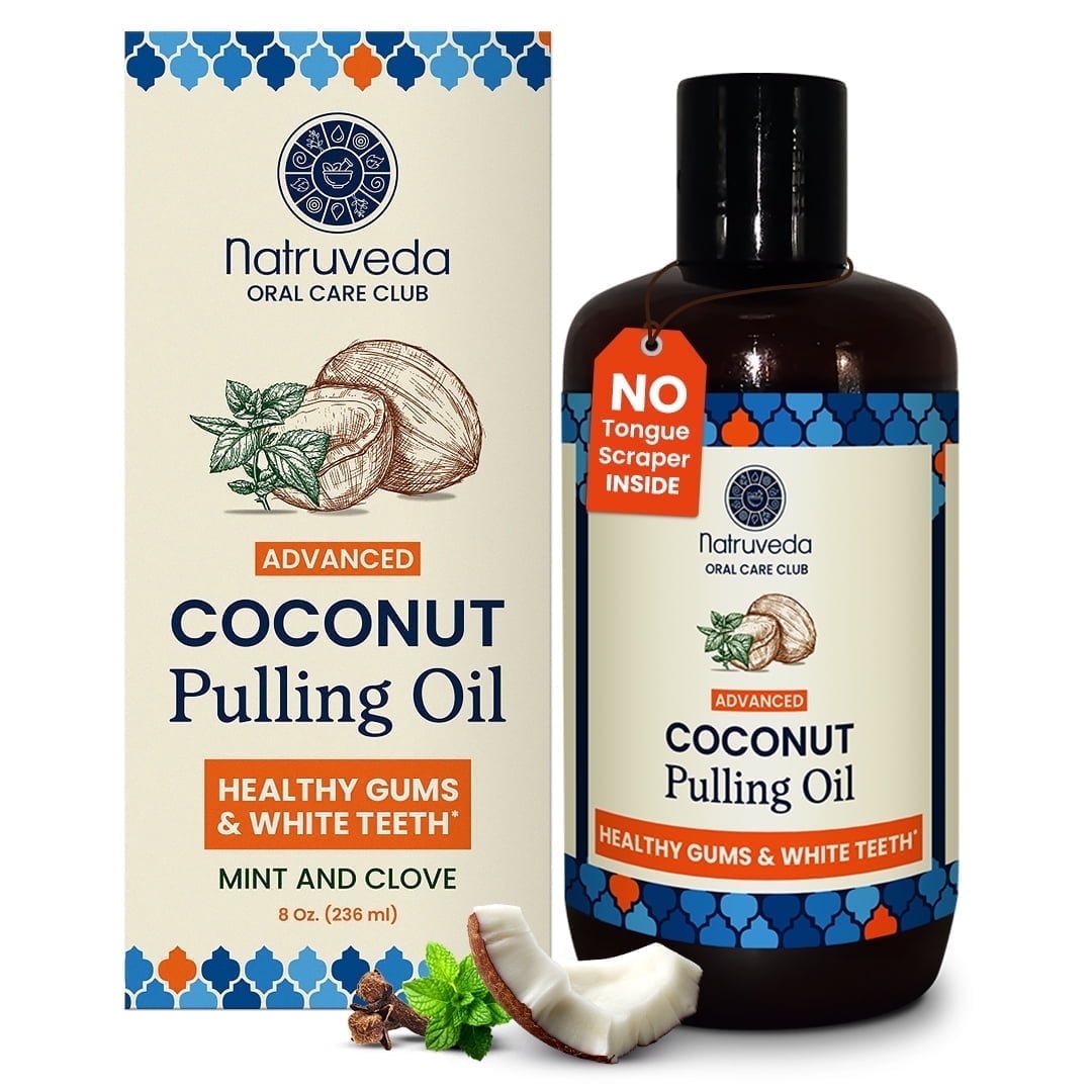 Natruveda Advanced Coconut Pulling Oil for Oral Care – 1 Pack (8 oz ...