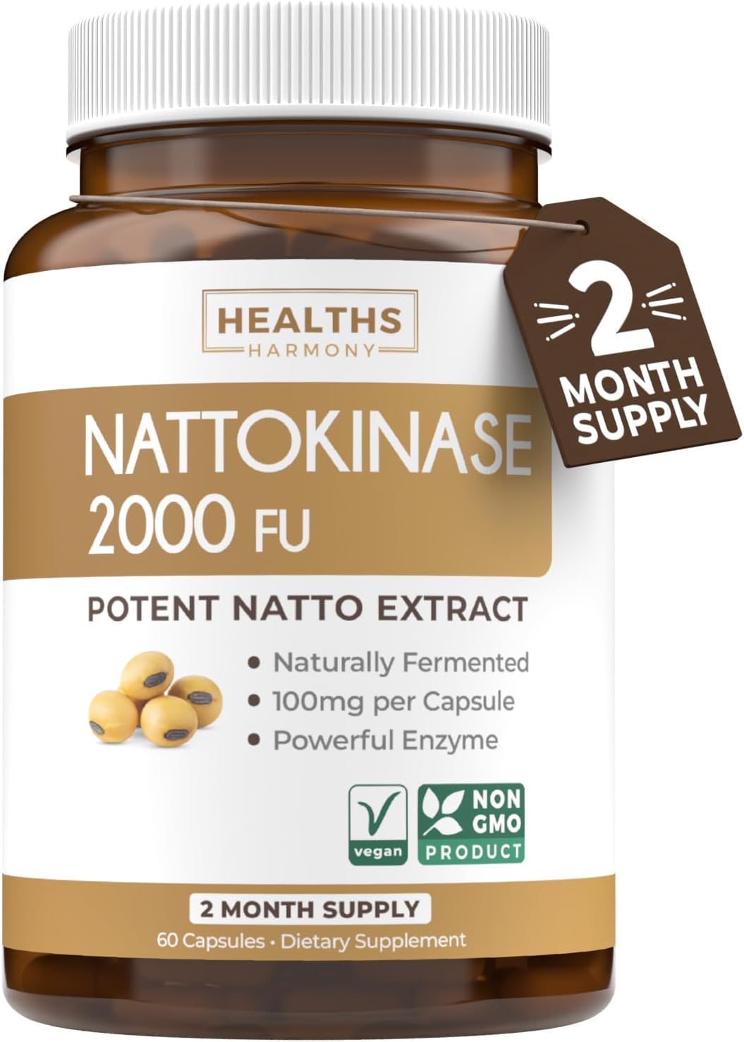 Healths Harmony Nattokinase 2000 FU, 100mg Nattokinase Supplement ...