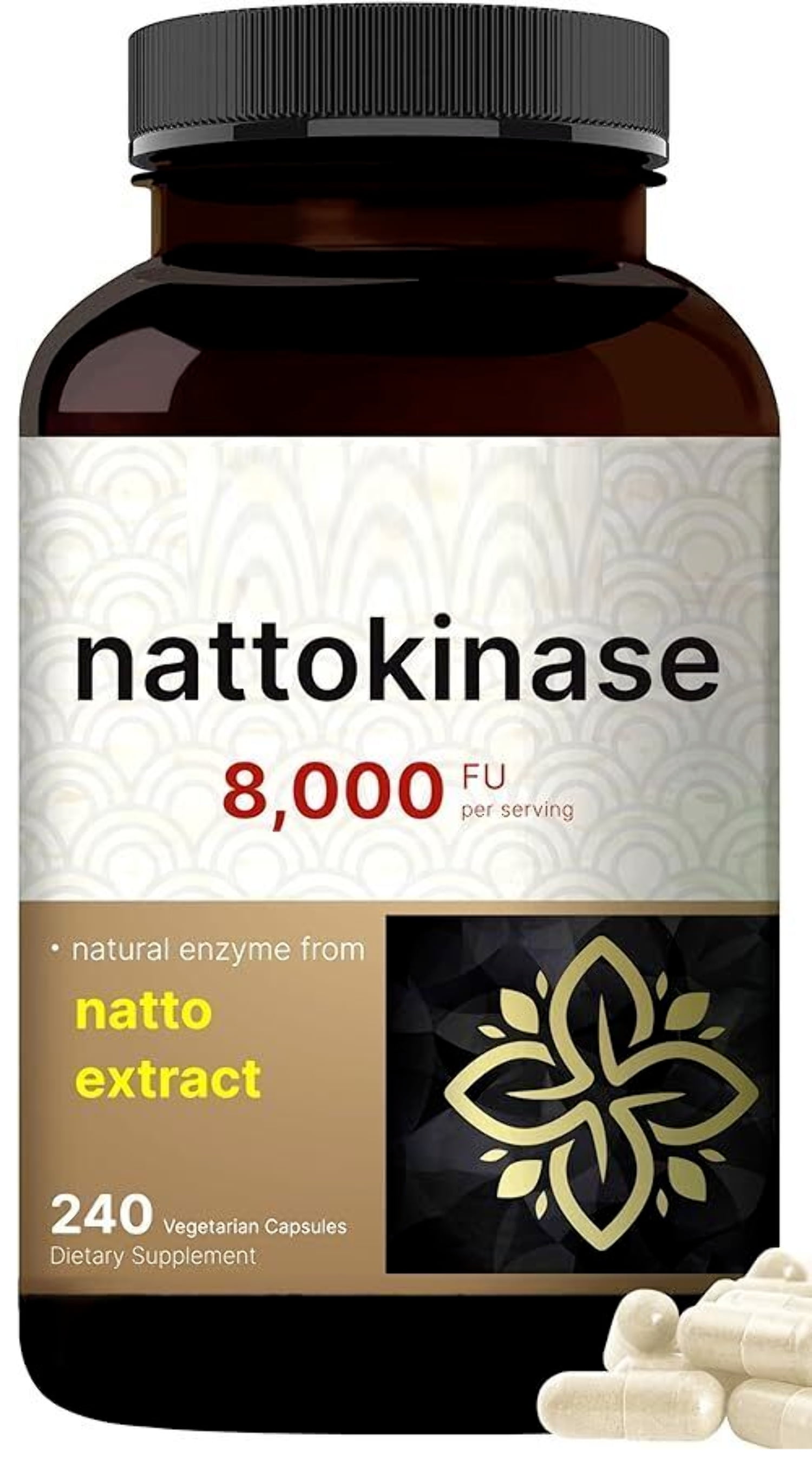 Nattokinase 400 mg 8,000 FU Fibrinolytic Units 240 Caps High Potency ...
